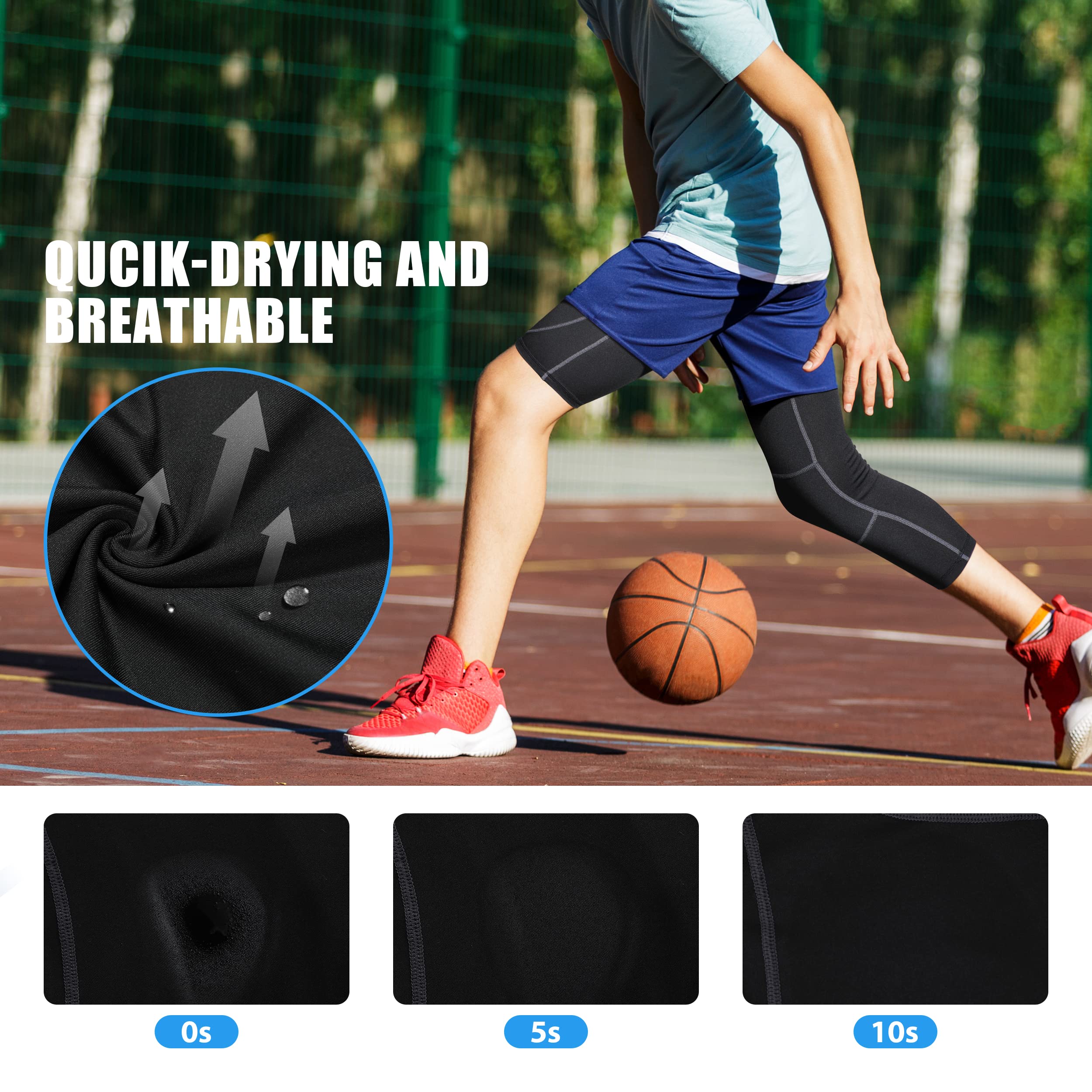 Snapklik.com : 2 Pack Youth Boys Compression Tights One Leg Athletic ...
