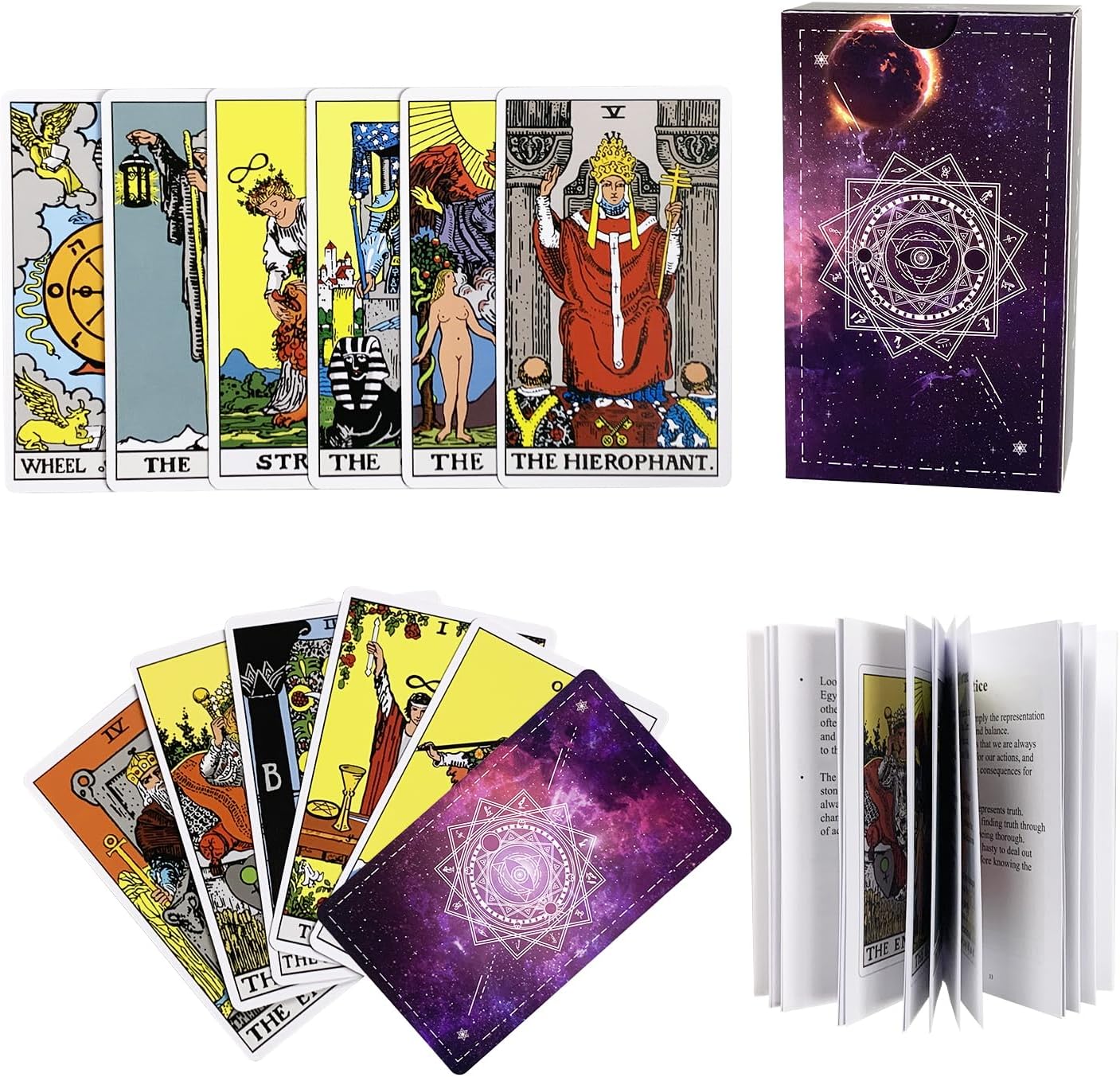 Amazon.com: SUNHHX Tarot Cards Set, Holographic Tarot Deck, Classic ...