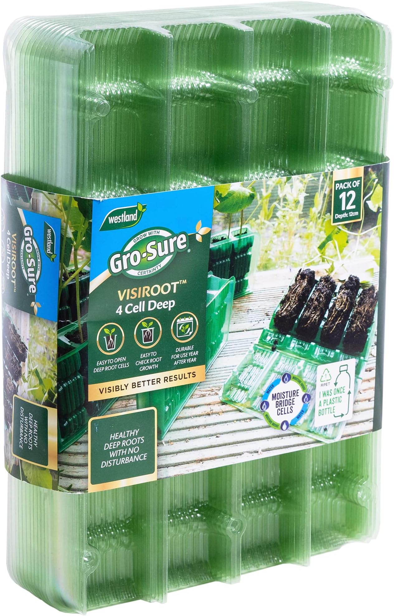 Gro-Sure Visiroot 4 Cell Deep Kit - 12 Pack, Green : Amazon.co.uk: Garden