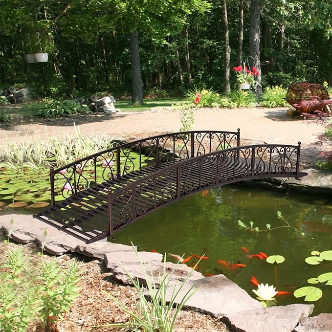 Amazon.com : KINTNESS Metal Garden Bridge 8FT Arch Walkway - Outdoor ...