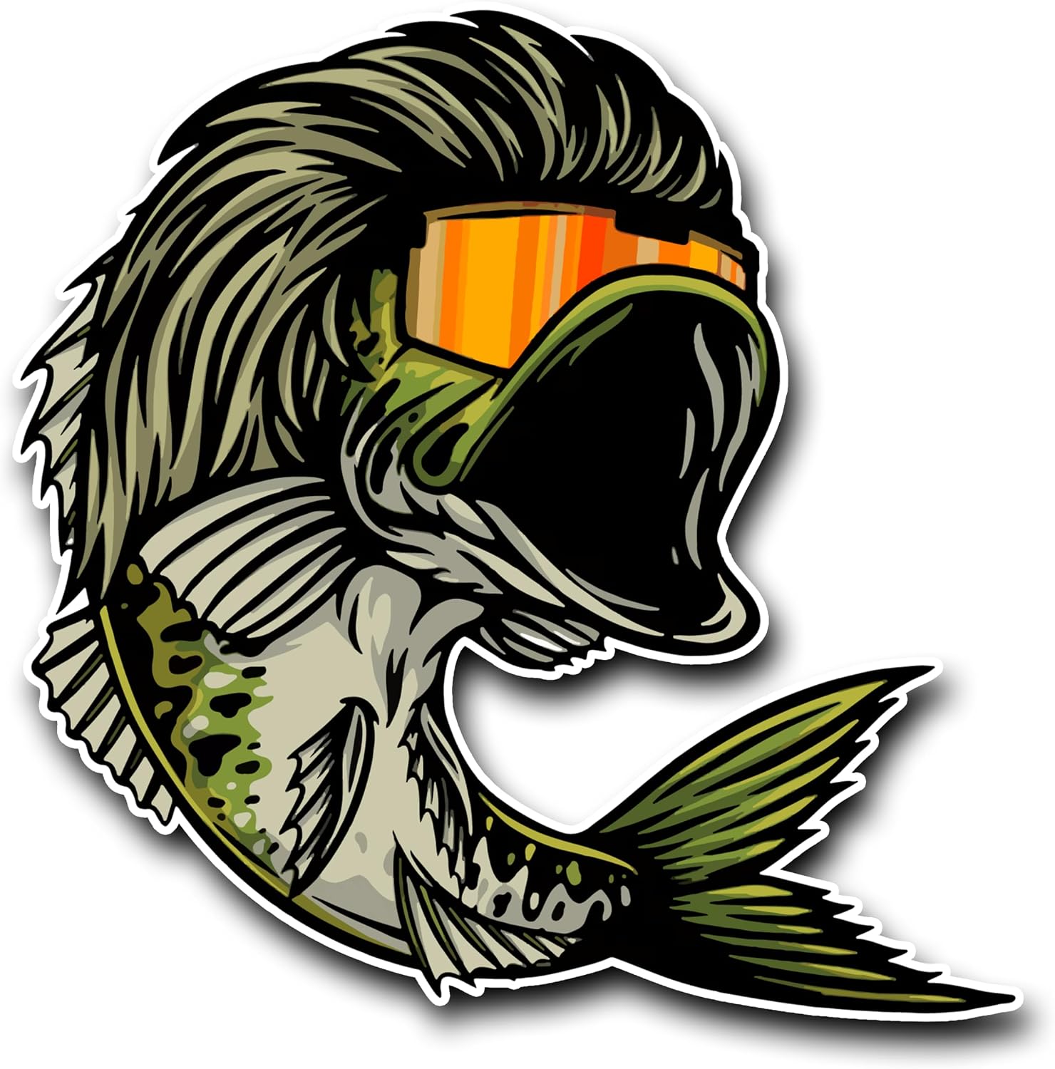 Amazon.com: Biznet-Bass Mullet Decal Sticker Decal Bumper Sticker ...