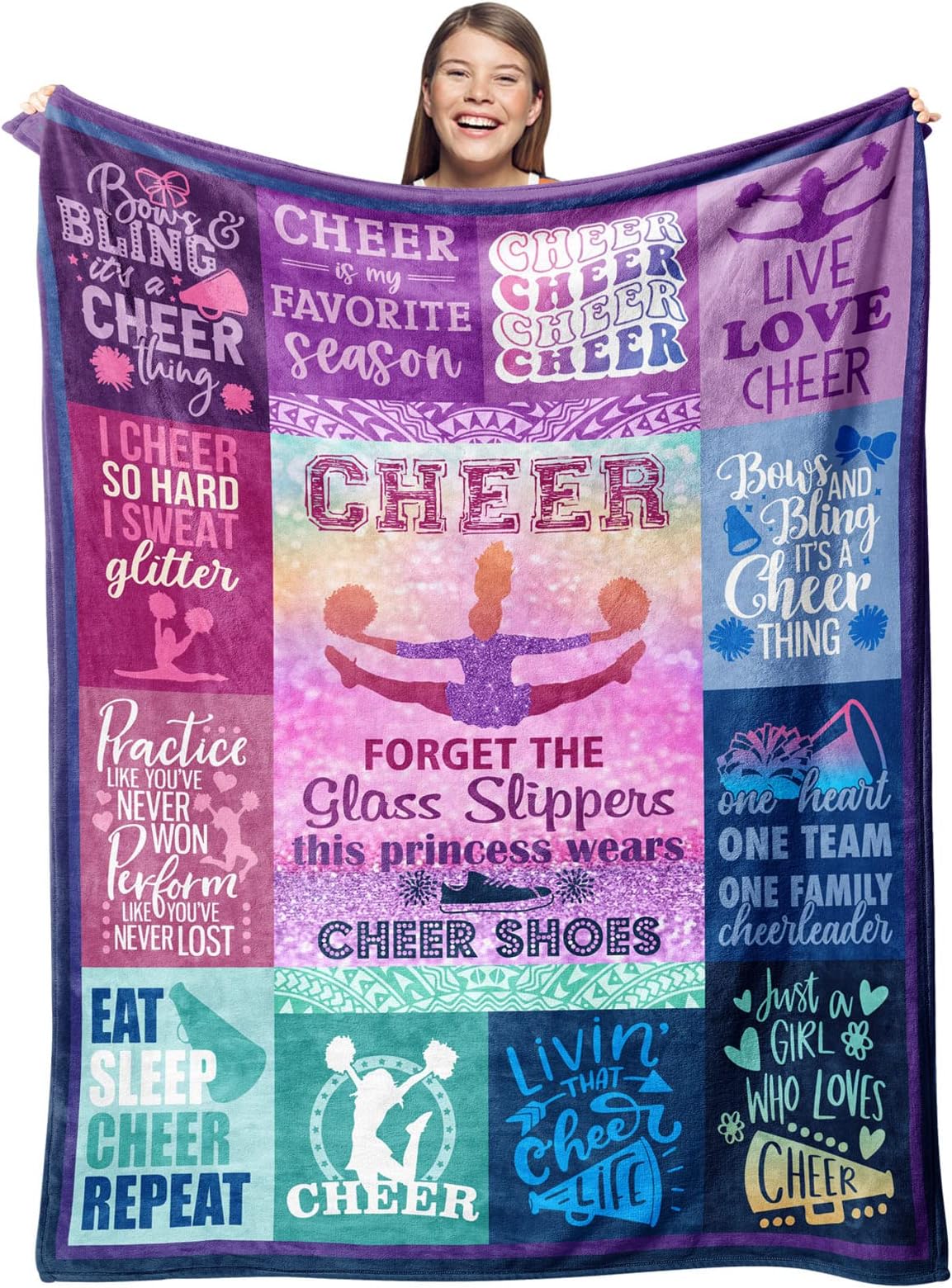 Amazon.com: Batorkpl Personalized Cheerleader Gifts Blanket Custom ...