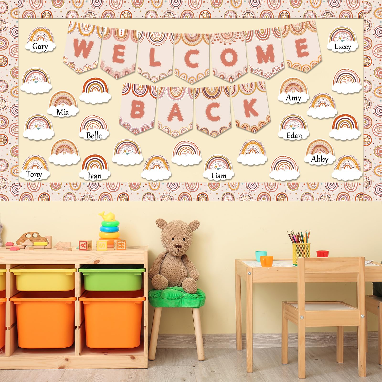 Welcome Back Bulletin Board Boho Rainbow Classroom Bulletin Board ...