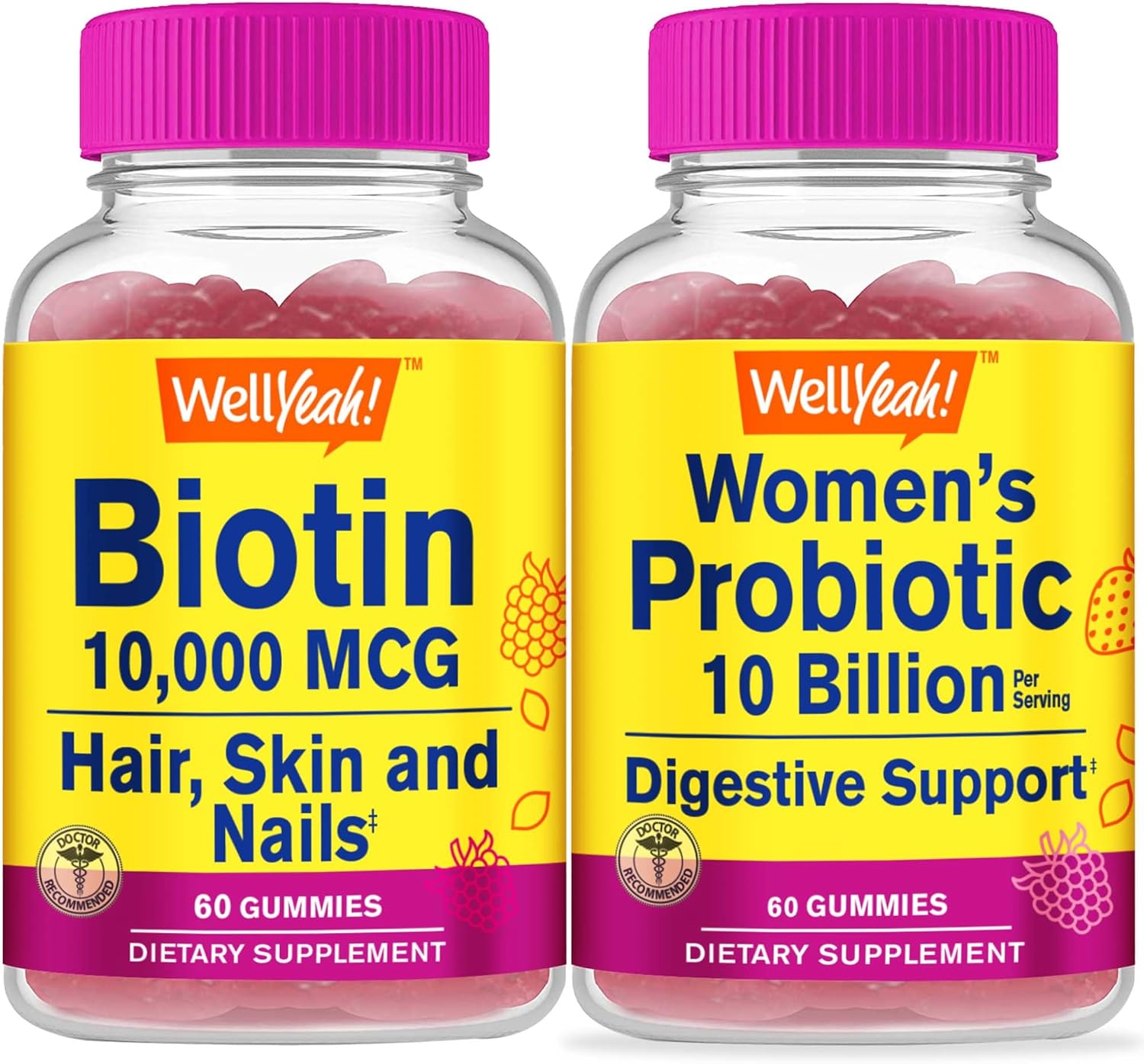 Amazon.com: WellYeah High Potency Biotin + Probiotics Women 10B CFU ...