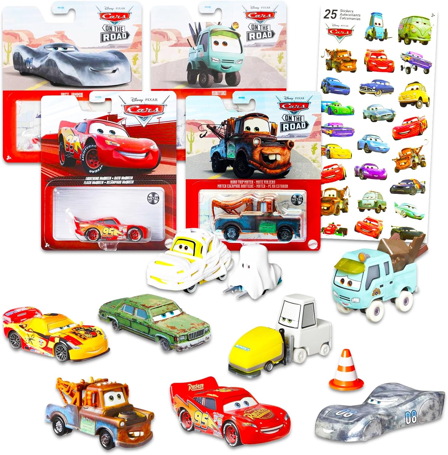 Disney Cars Toy Cars Set – Paquete de 8 piezas con Rayo McQueen, Mater ...
