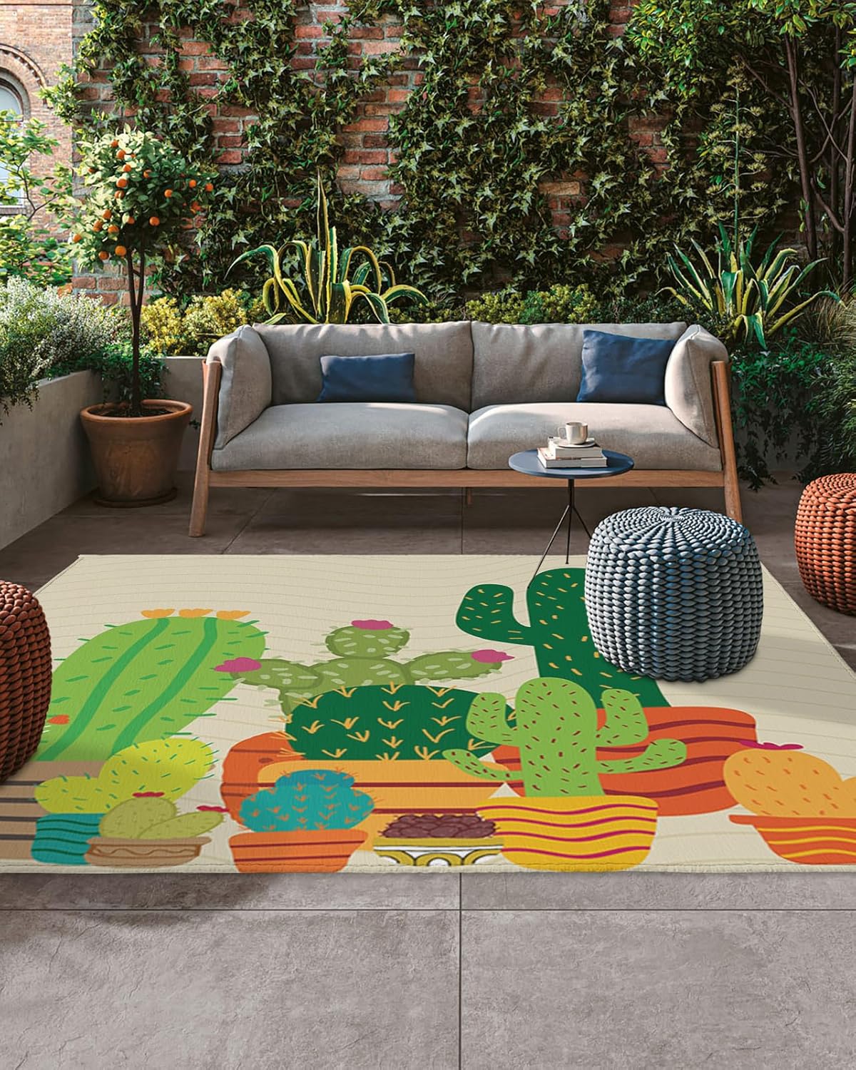 Amazon.com: Outdoor Rug Carpet,Cartoon Cactus Tropical Succulent Plants ...