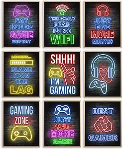 Amazon.com: Elegend Neon Gaming Posters, 9pcs Game Room Decor; Gamer ...