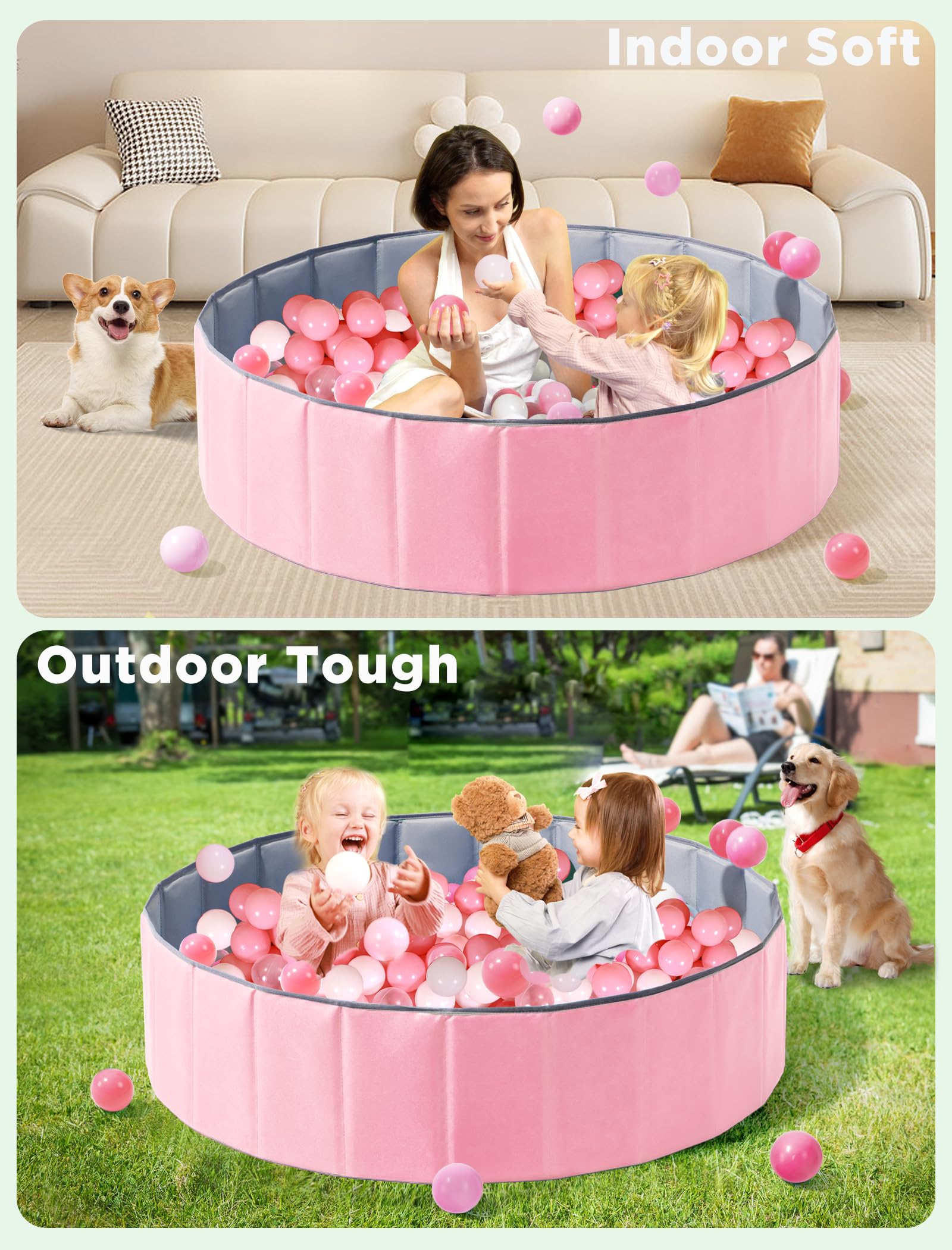 Hikiddy Large Ball Pit for Toddlers - 44 In Baby Ball Pit with Pop-Up ...