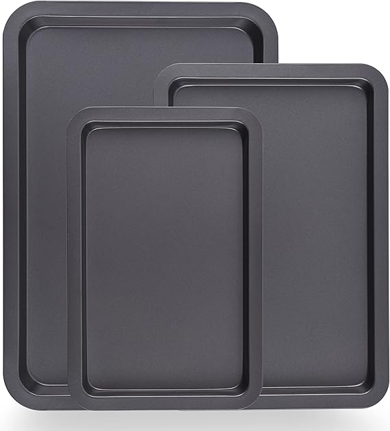Amazon.com: 3-Pc. Nonstick Cookie Sheet Pans - PFOAm PFOSm PTFE-Free ...