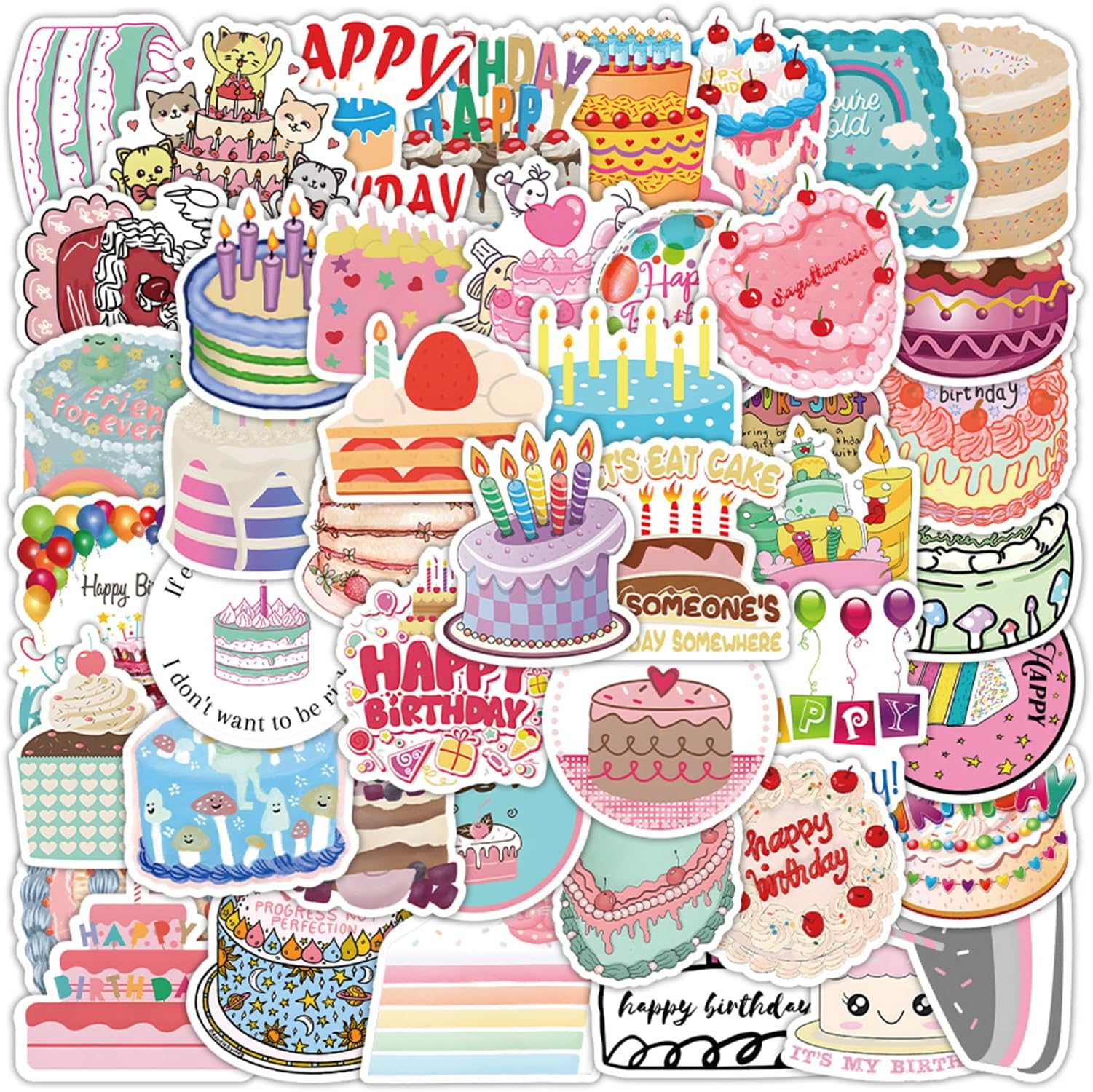 Amazon.com: Happy Birthday Stickers 50PCS Birthday Party Decorations ...