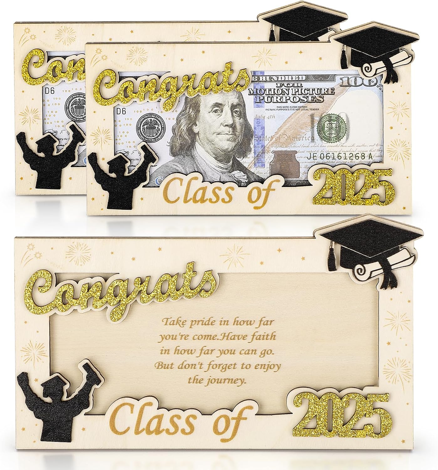 Amazon.com: Hedeey 2025 Graduation Gifts Money Holder,3 Pcs Wooden ...