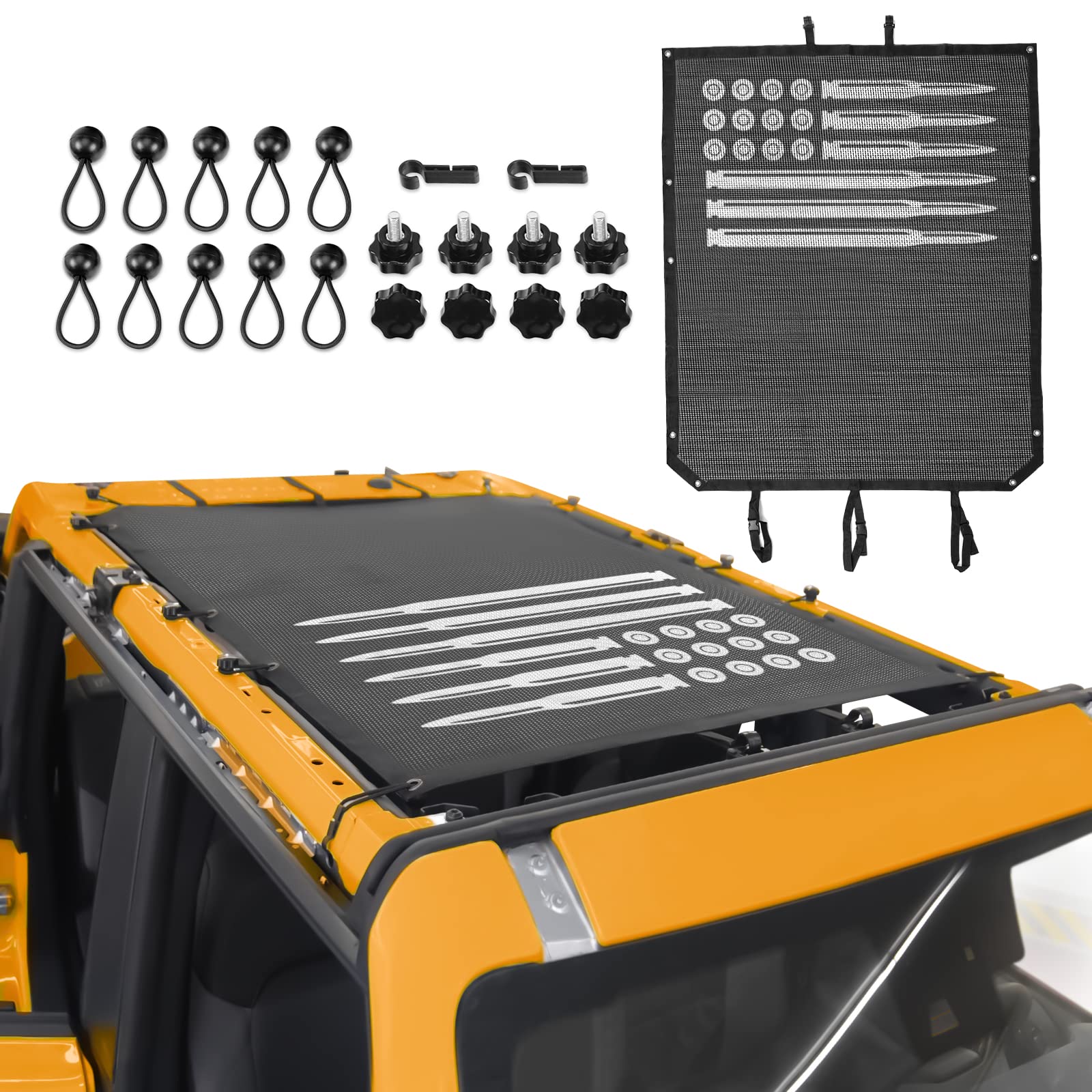 Klutchtech Sun Shade for Ford Bronco 2021 2022 2023, Sunshade Roof Mesh ...