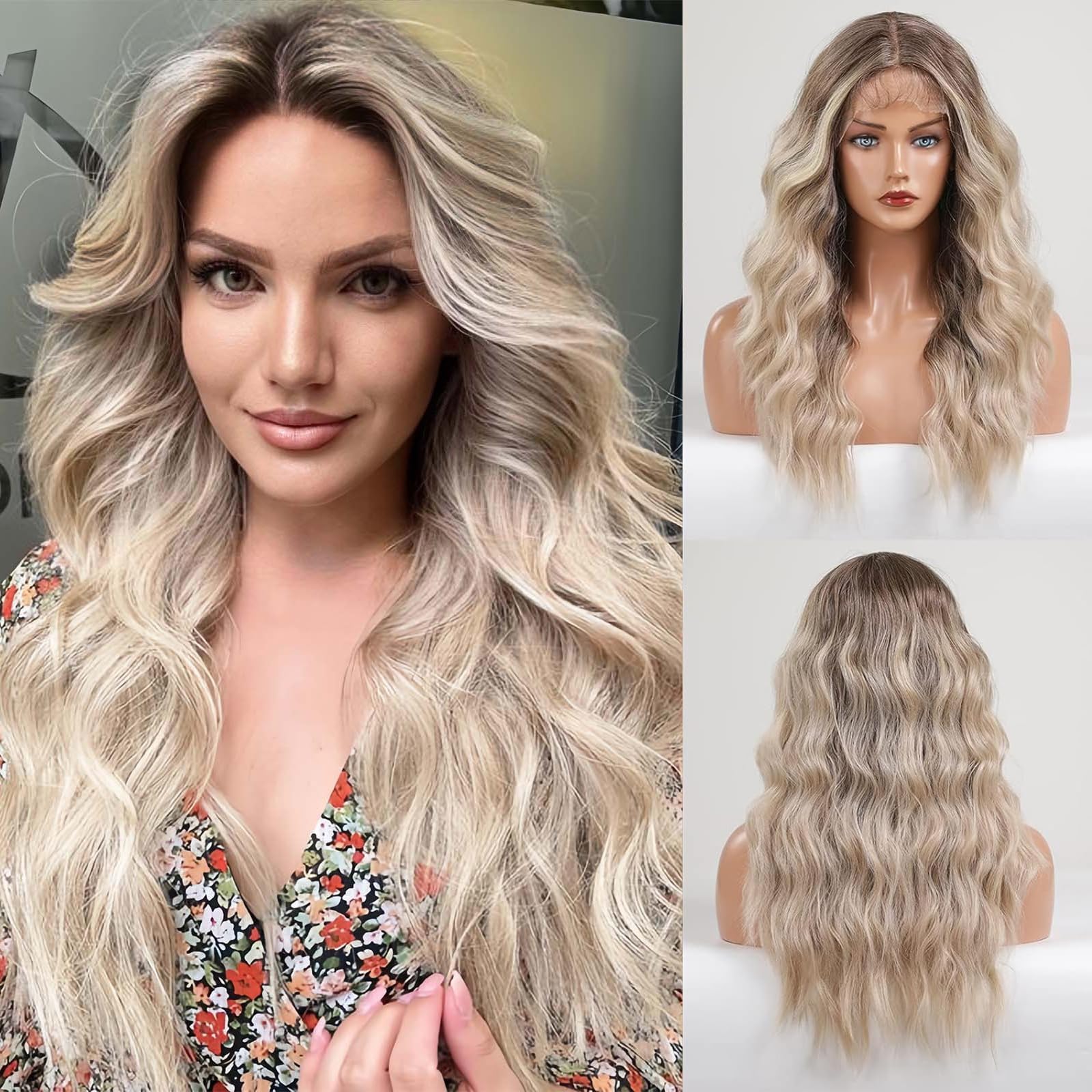 Amazon.com : 7JHH WIGS Lace Front Body Wavy Wigs 13 * 4in T Lace Front ...