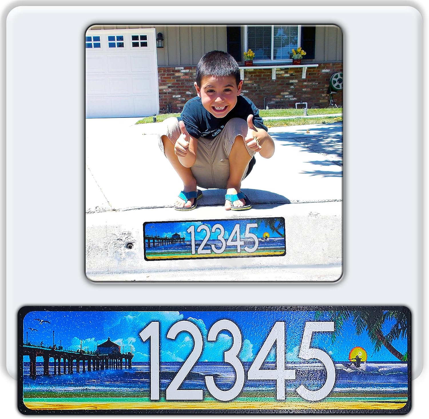 Amazon.com: Curb-N-Sign Curb Wrap Address Decal – Aluminum House Number ...