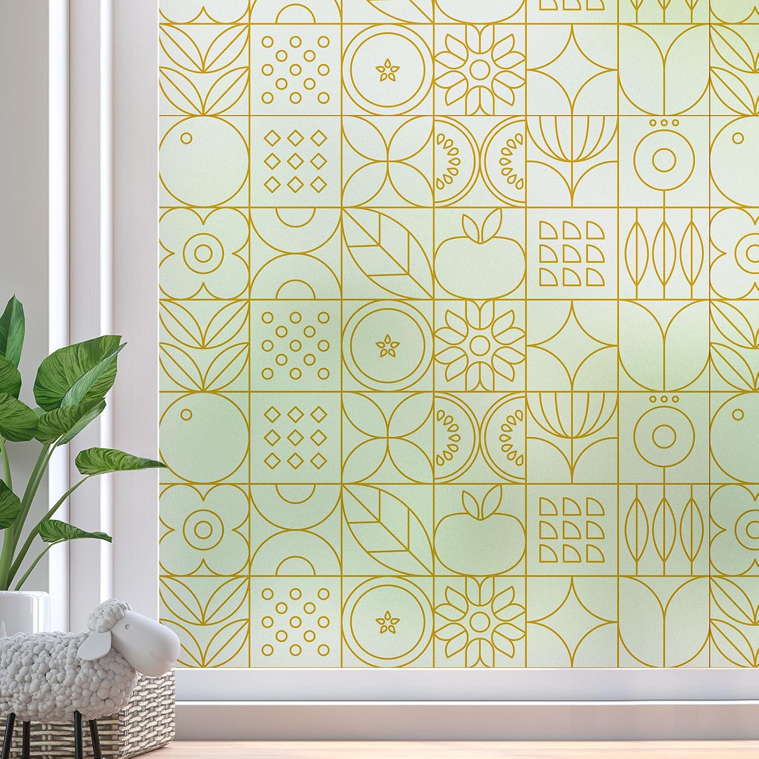 Amazon.com: DKTIE Modern Geometry Stained Glass Window Privacy Film ...