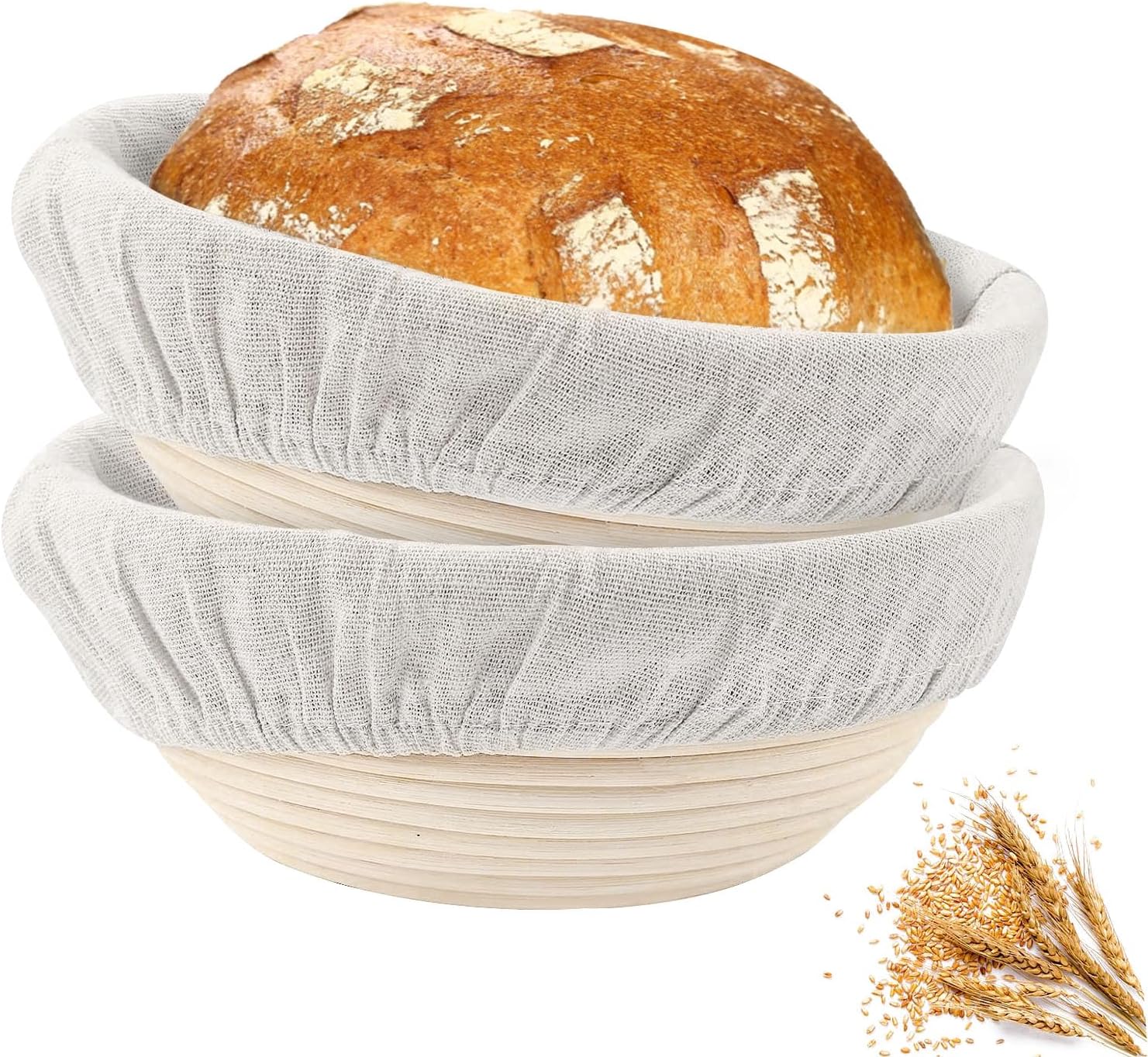 2 Packs 10 inch Round Sourdough Bread Basket,PIOGHAX Bread Proofing ...