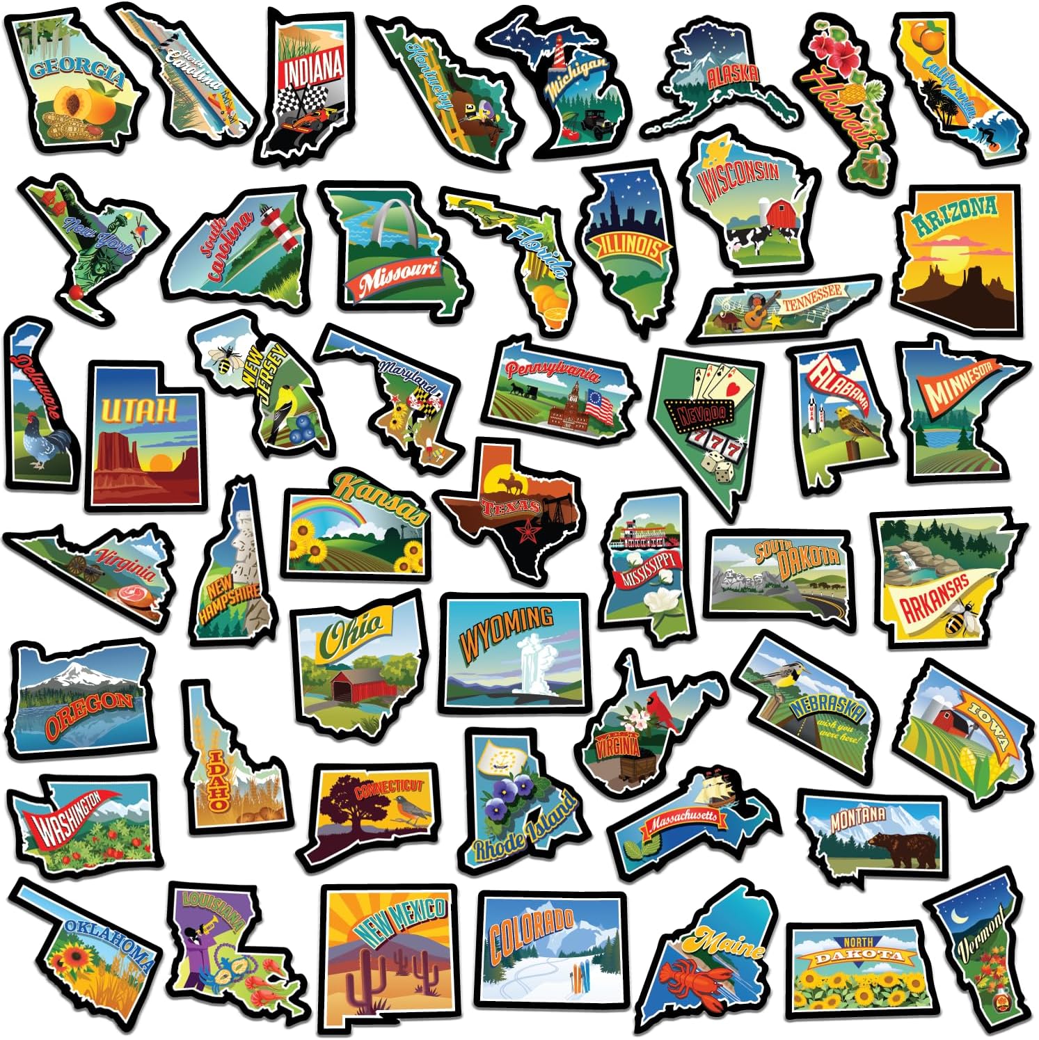 Amazon.com: United States Map Fridge Magnets- RV US Individual State ...