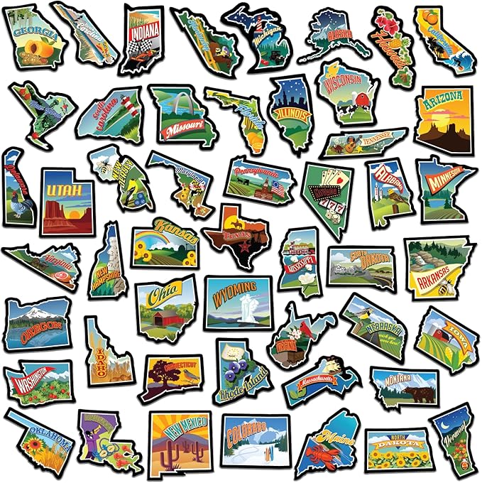 Amazon.com: United States Map Fridge Magnets- RV US Individual State ...