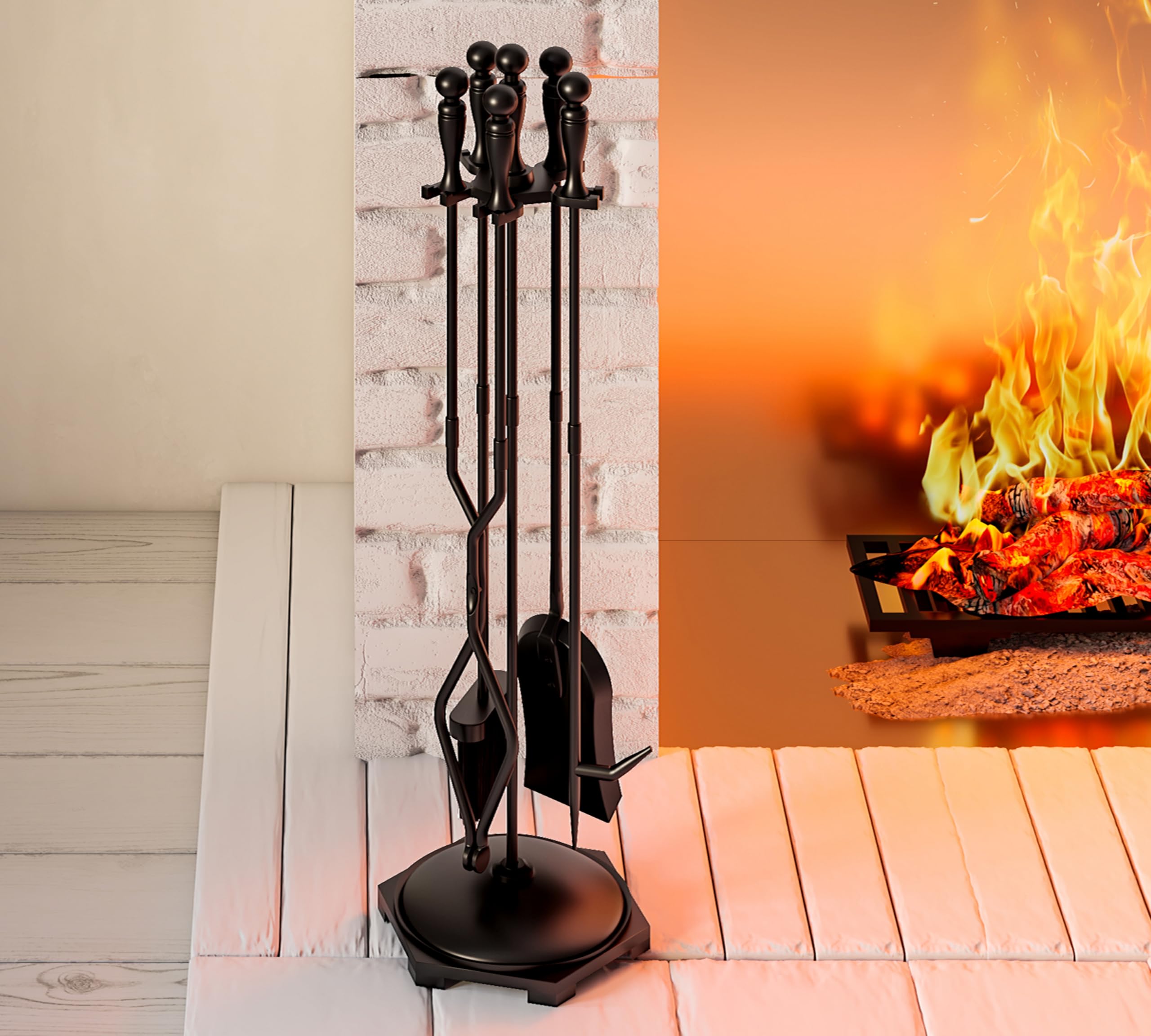 Amazon.com: Fire Beauty Fireplace Tools Set 5 Pieces Wrought Iron Fire ...