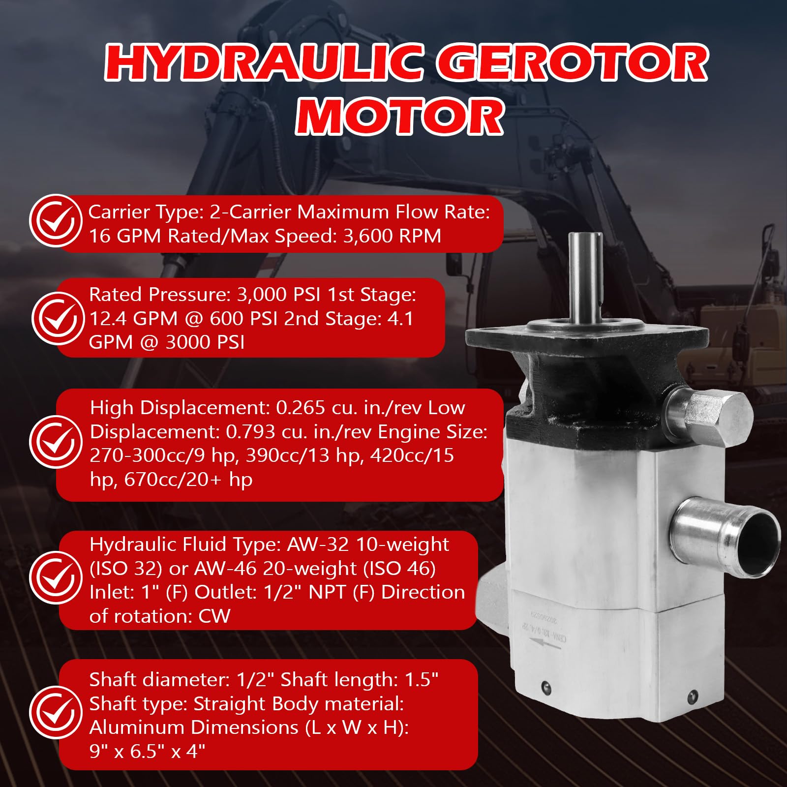 Snapklik.com : Zachager 1pcs Hydraulic Log Splitting Gear Pump: 2-Stage