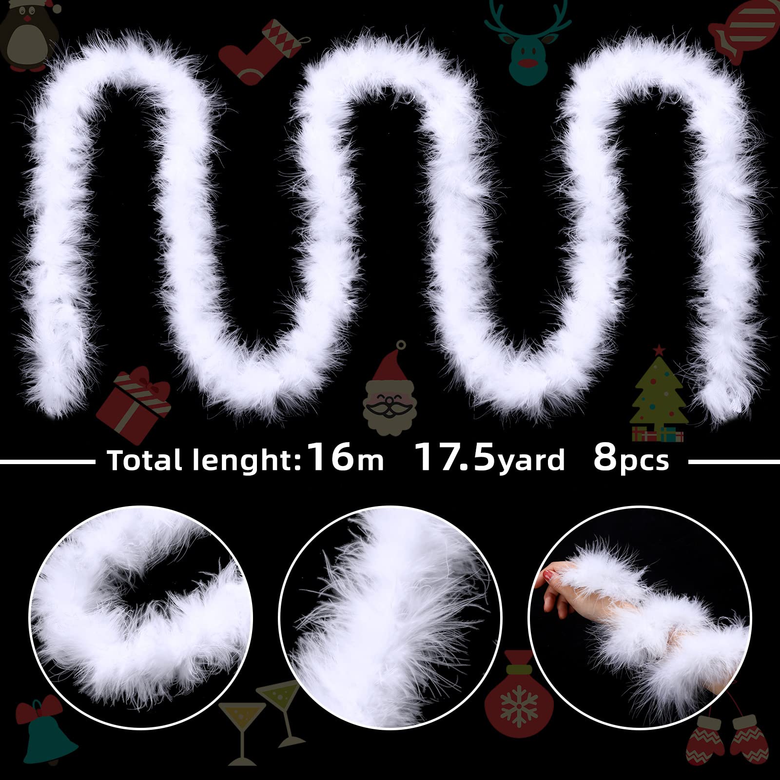 Snapklik.com : Cindeer Christmas White Feather Boas Marabou Feather Boa ...