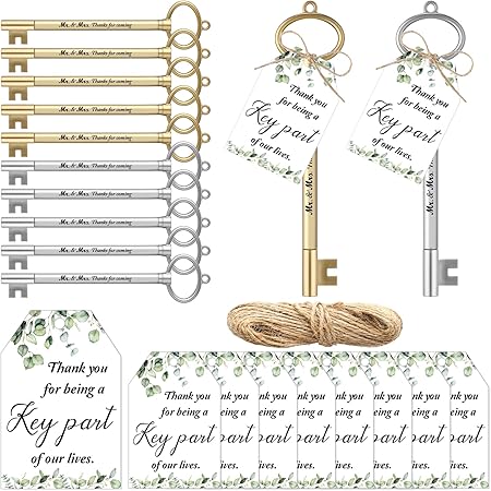 Amazon.com: Patelai 50 Set Bridal Shower Party Favors 50 Key Shape Pens ...