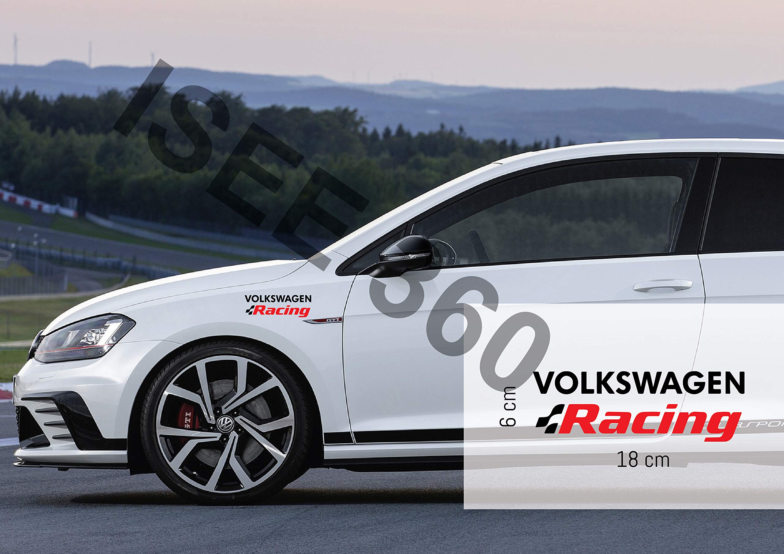 Buy ISEE 360Racing Stickers for Car Sides Hood Bumper Windows Black and ...