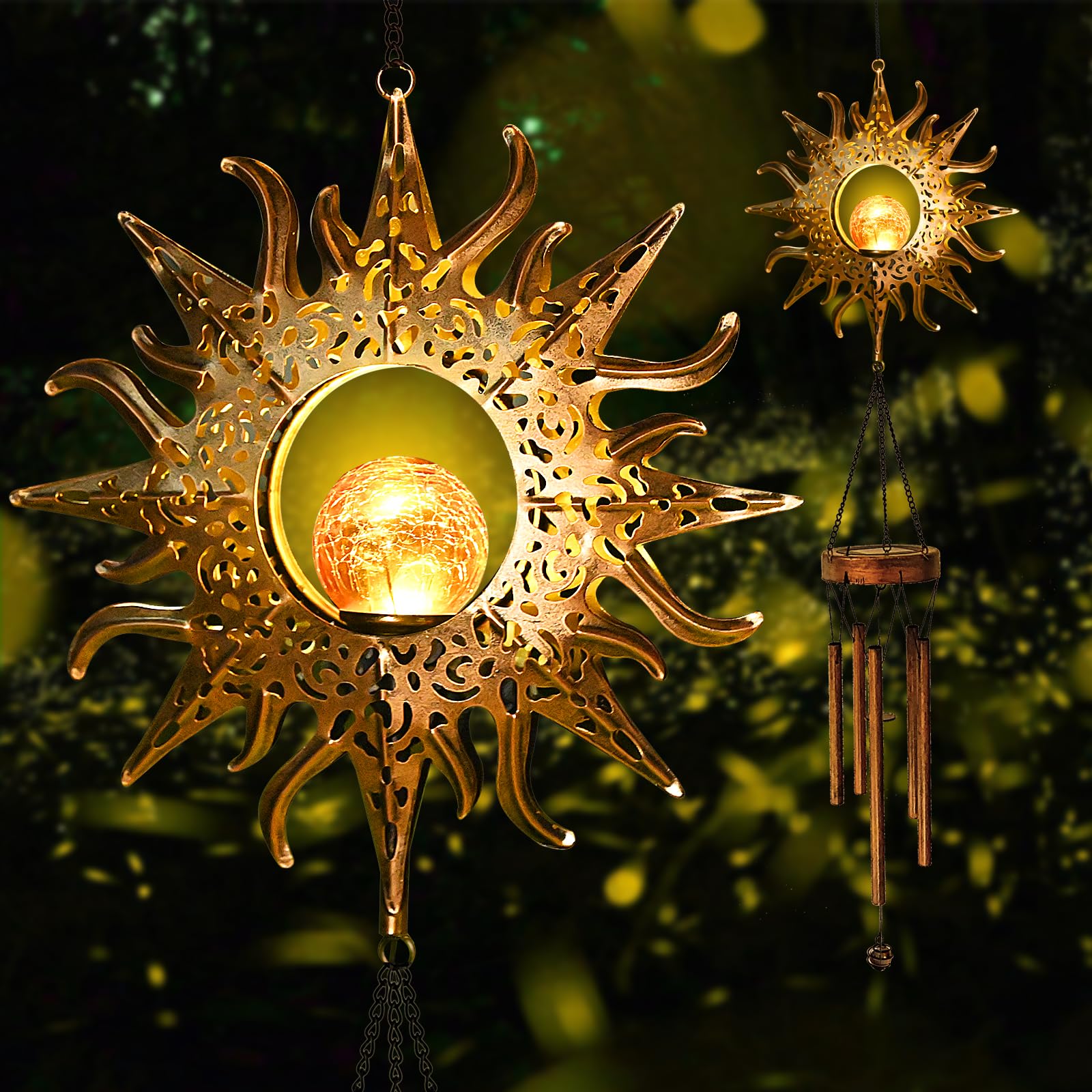 Amazon.com : Kelvinlux Solar Sun Wind Chimes 46" Long Outdoor ...