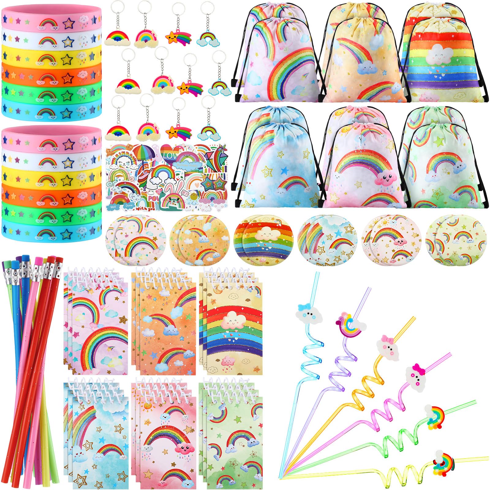 Amazon.com: FoldTier 140 Pcs Rainbow Party Favors, Rainbow Birthday ...