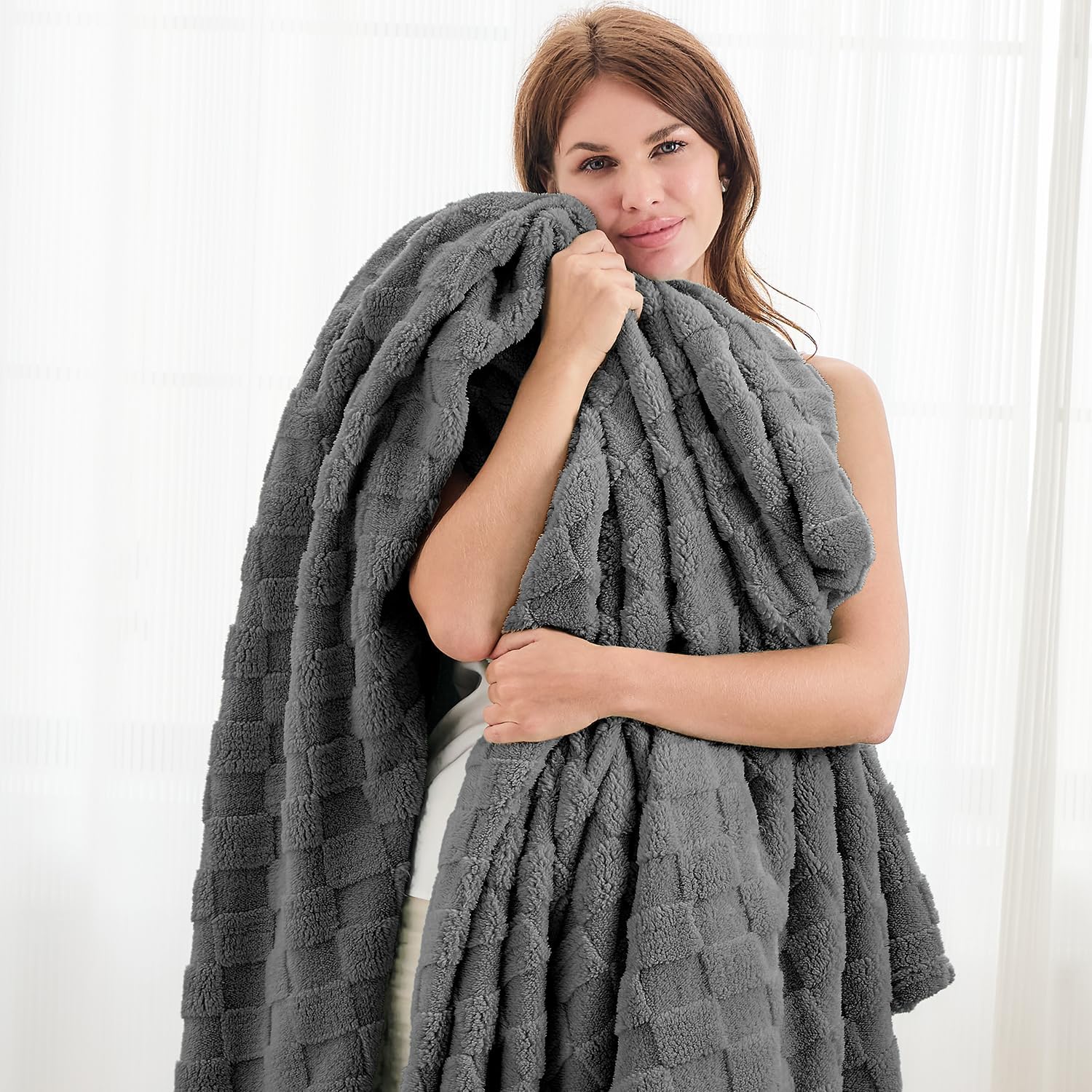 Amazon.com: Kaisa Grey Blankets Throw 60"x80", Ultra Soft Cozy Fleece ...