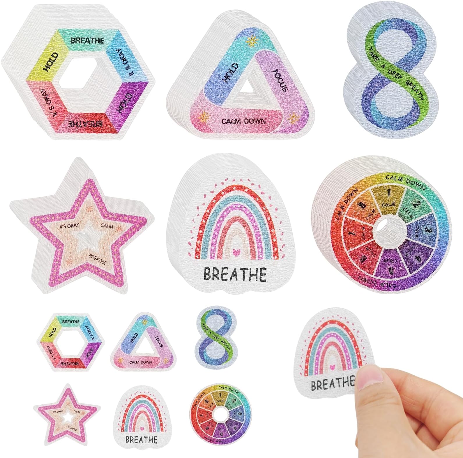 Amazon.com : Fuyoooo 144 Pcs Calm Anxiety Sensory Stickers Textured ...