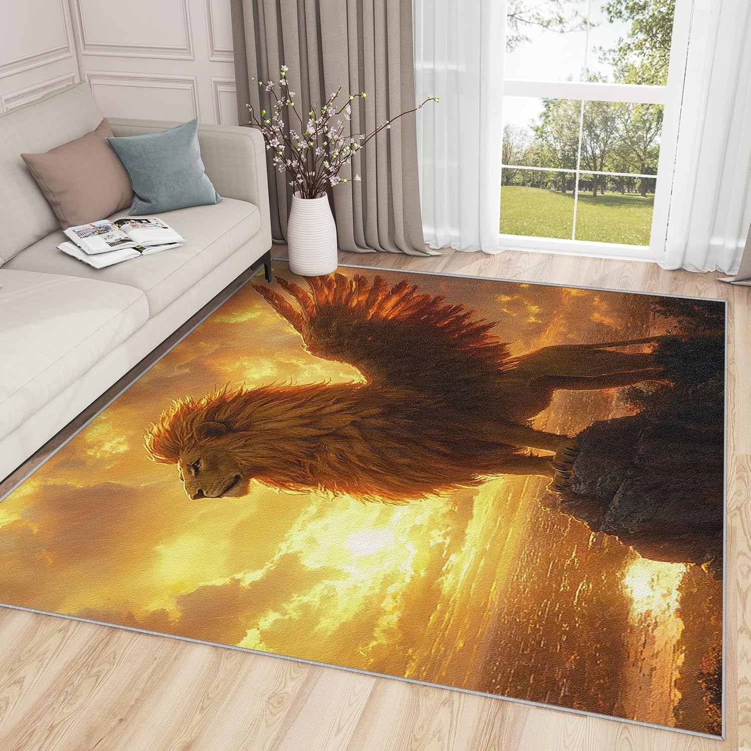 Amazon.com: Lion Rugs for Living Room - Lion Rug, 4x5 Rug, Leo ...