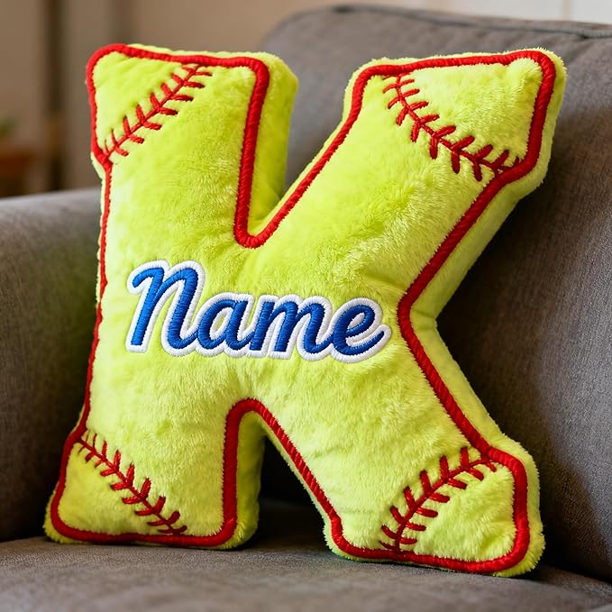 Amazon.com: JLSKCN Personalized Baseball Pillow, Custom Letter Shape ...