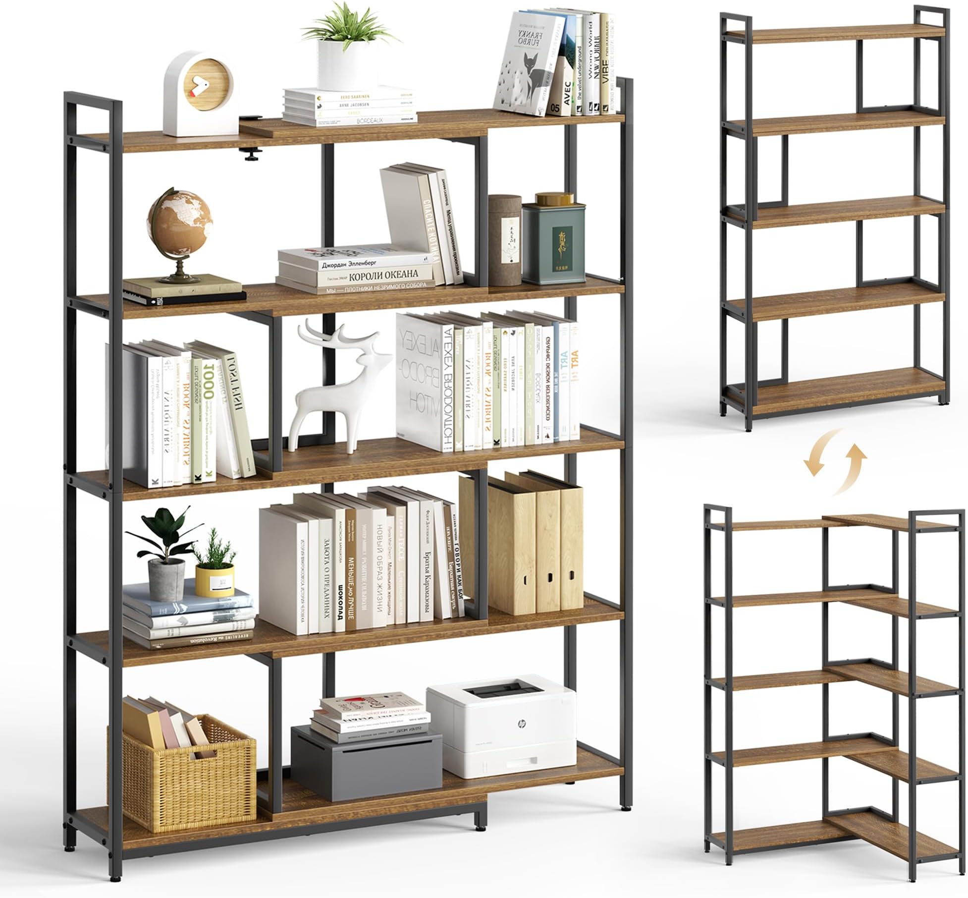 YITAHOME Bookcase, Industrial Book shelf with 13 Shelves Floor Standing ...