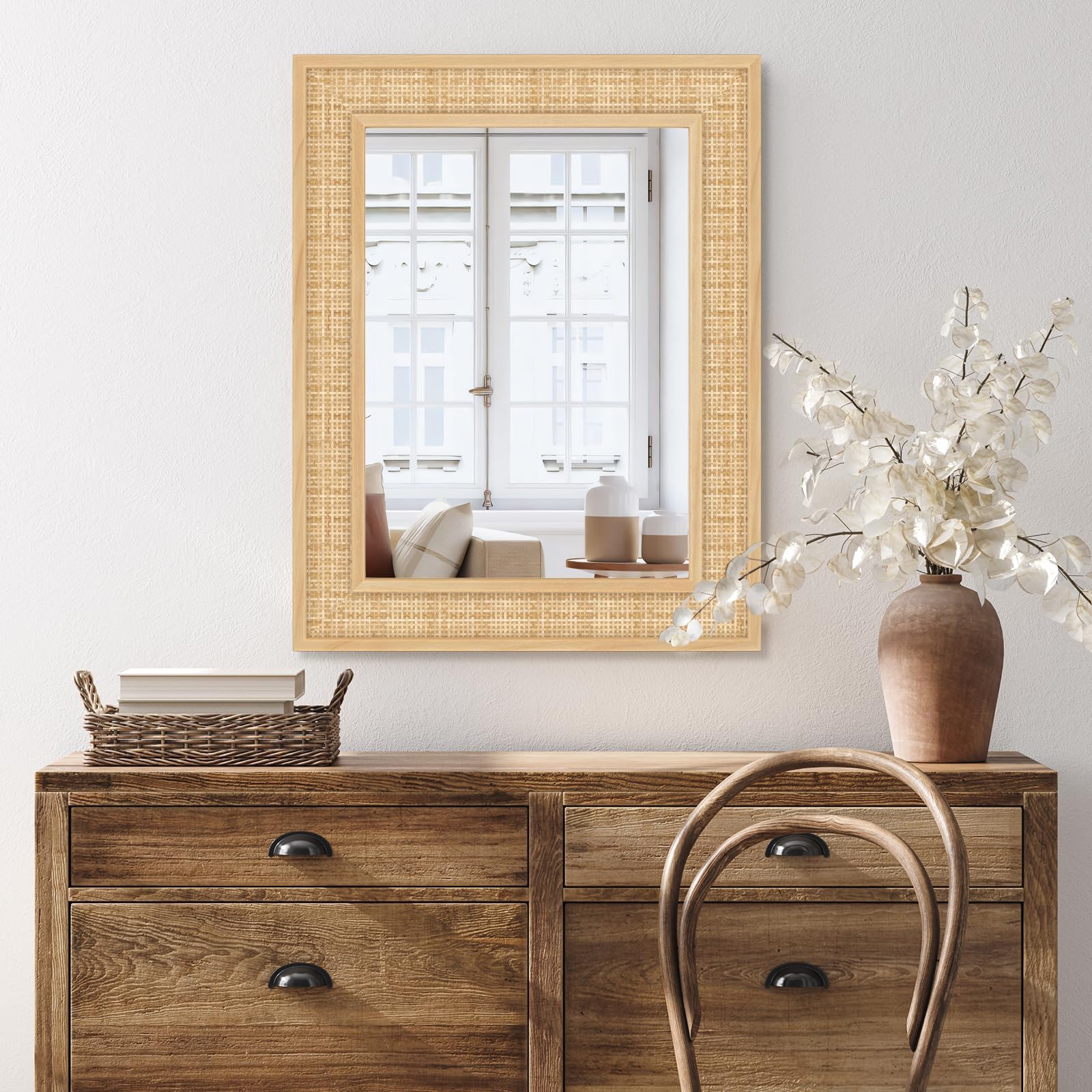 Amazon.com: Kouboo Square Rattan Wall Mirror 24 in. x 24 in. - Boho ...