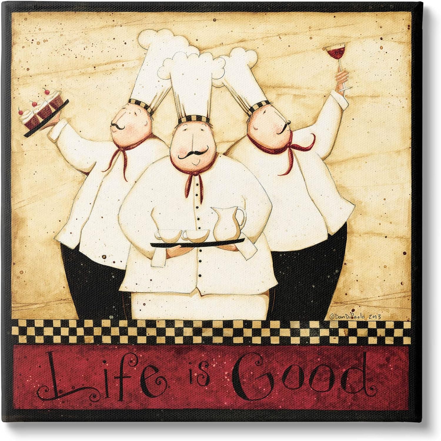 Amazon.com: Stupell Industries Life Is Good Vintage Chefs Canvas Wall ...