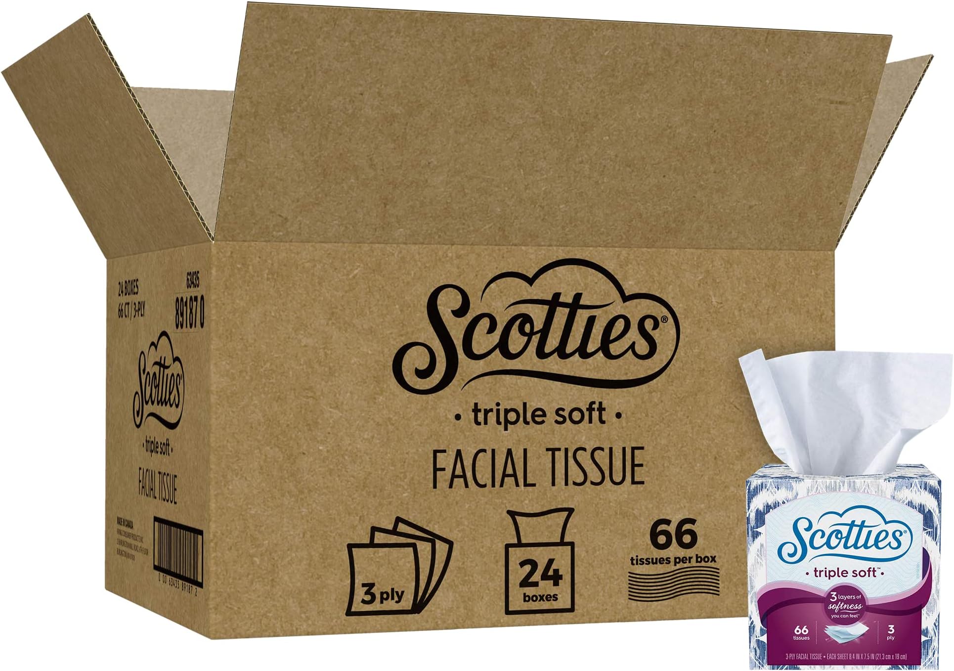 Amazon.com: Scotties Facial Tissue, 2-ply, 126 sheets/box - 1 pack ...