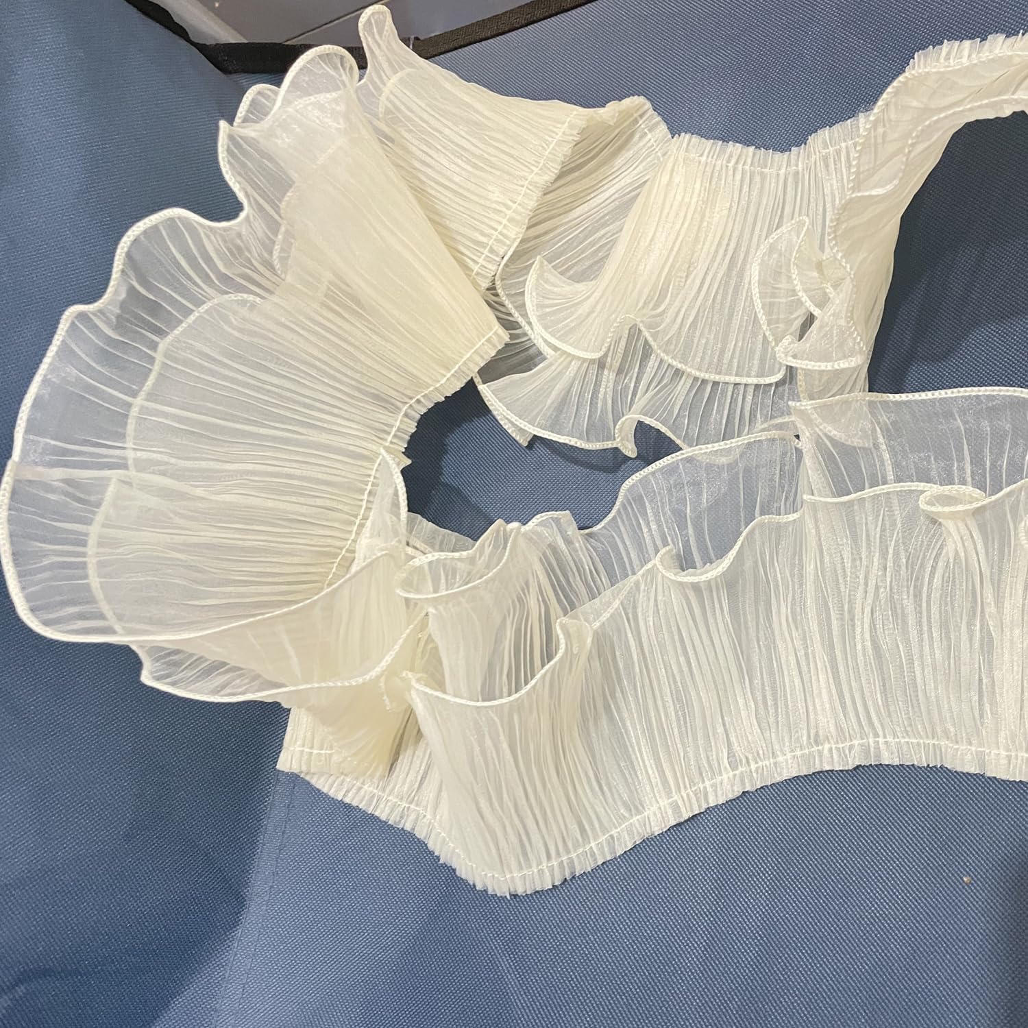 Amazon.com: 3 Yards Ruffle Pleated Chiffon Trim Two Layer Trimmer Dress ...