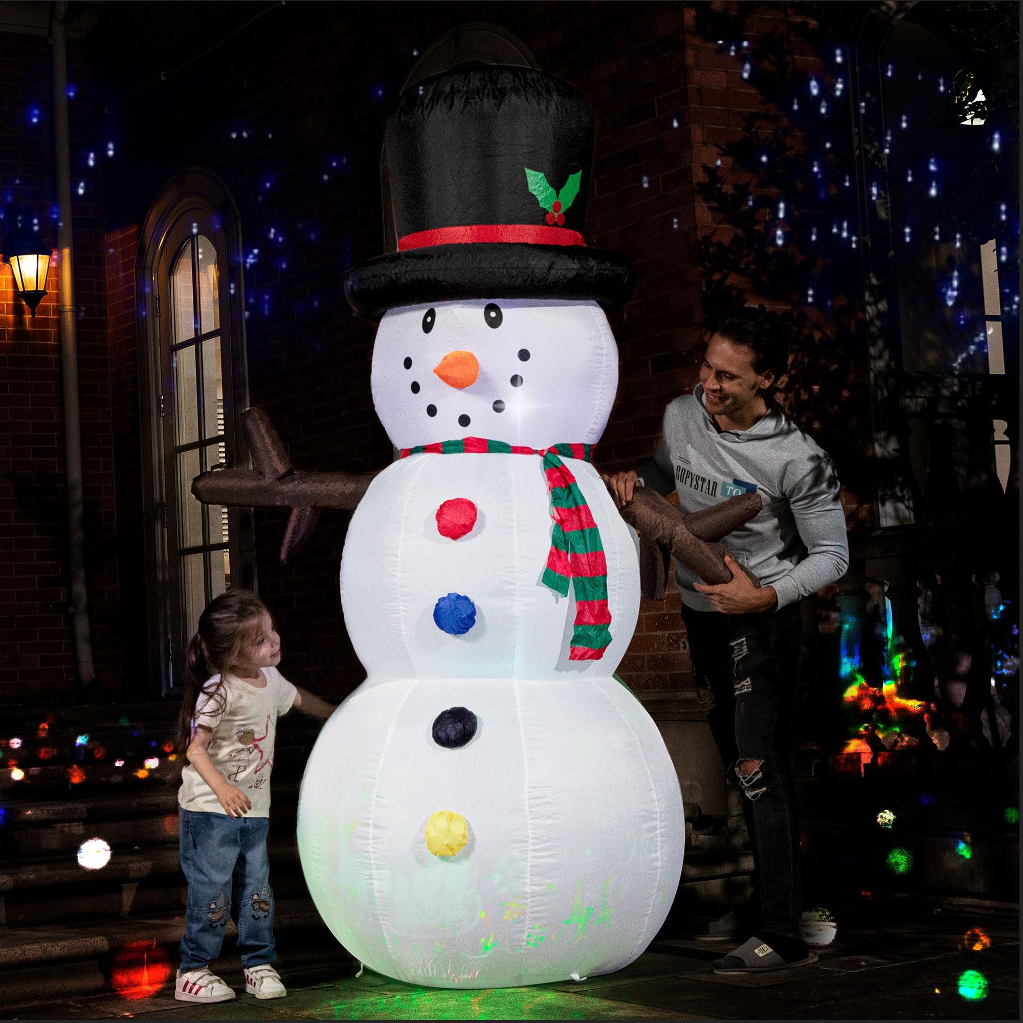 Amazon.com: 8ft Inflatable LED Snowman Globe with Penguin, Gift Box ...
