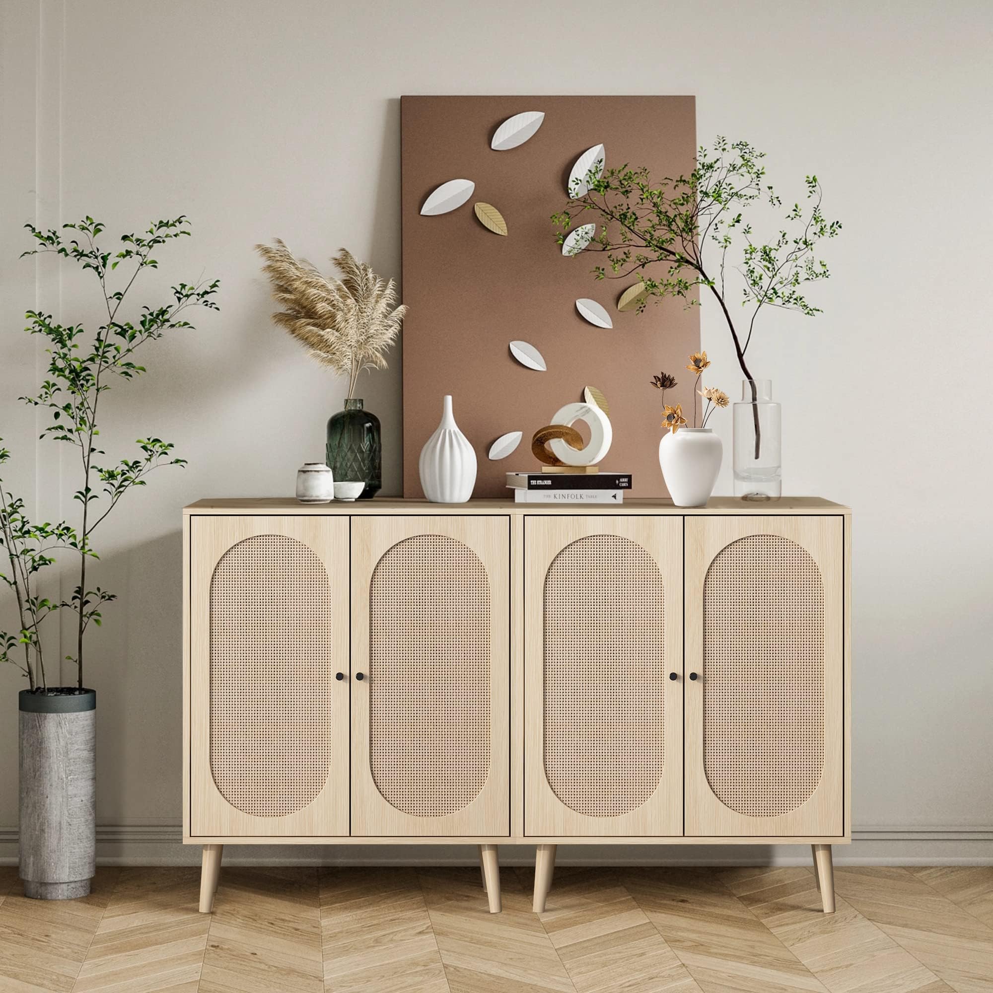 Amazon.com - YHAOWORKS Sideboard Buffet Cabinet with Storage - Rattan 4 ...