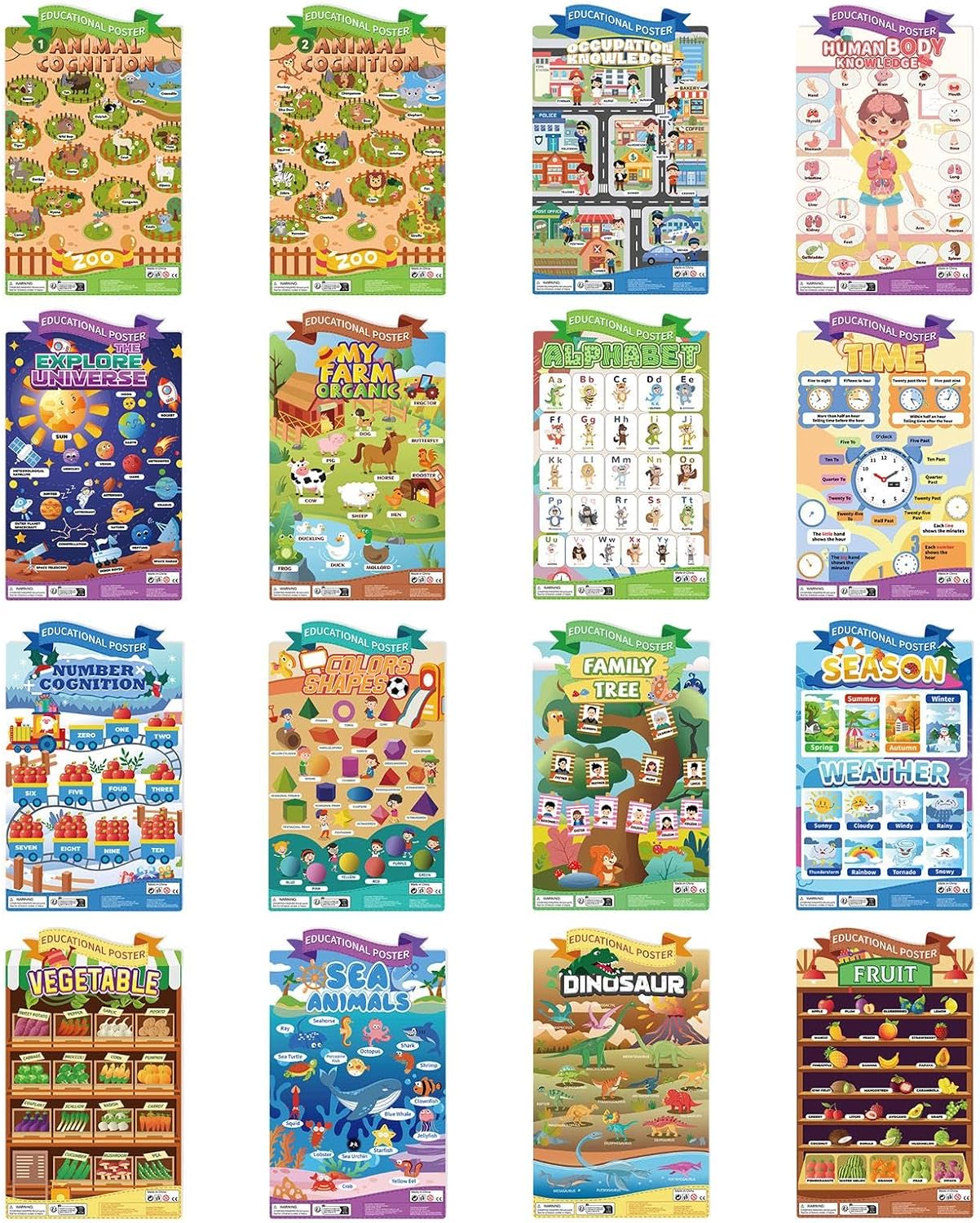 Kindergarten Classroom Posters - 16X Educational Poster For Toddler ...