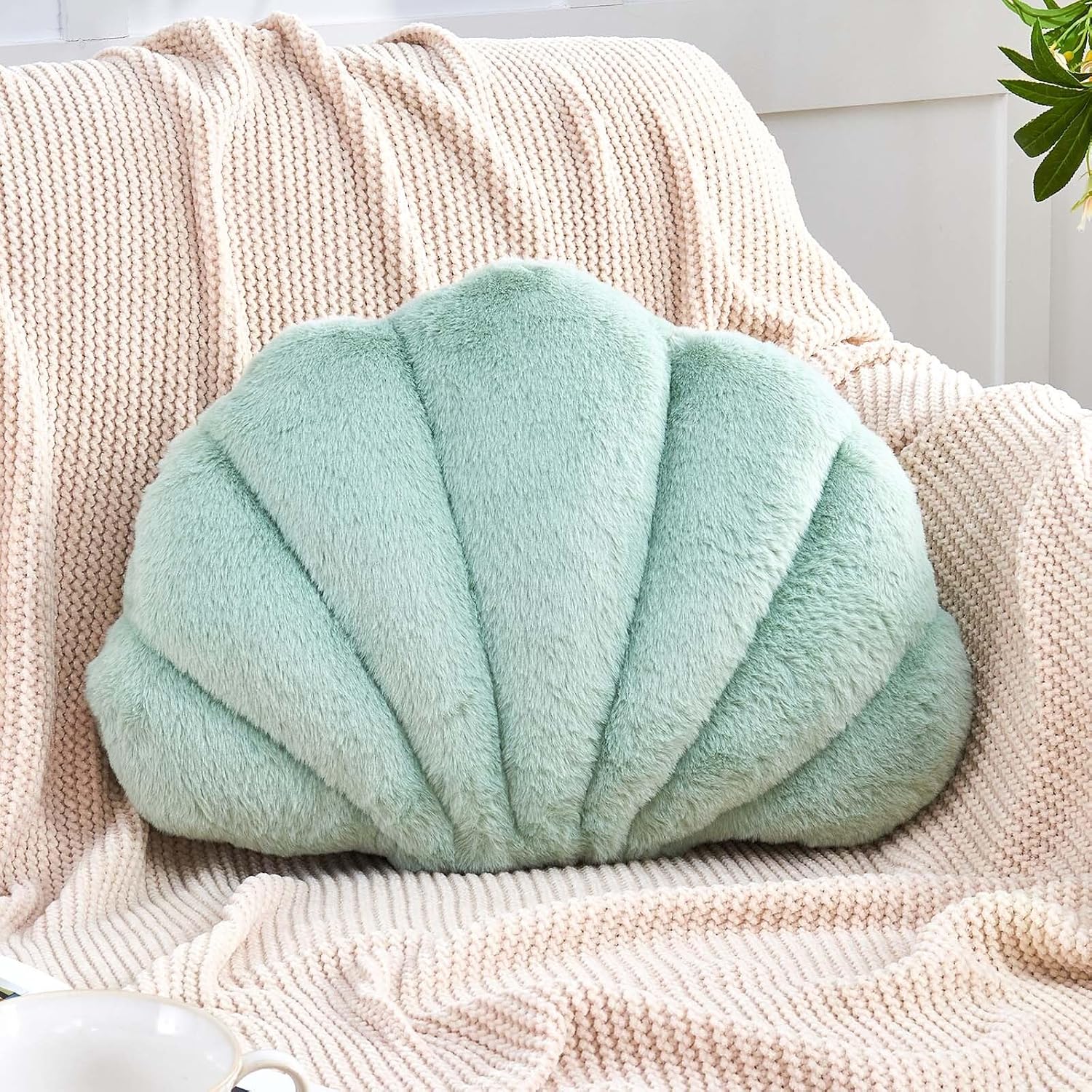 Amazon.com: VBGYA Sage Green Seashell Pillow, 13" Sea Shell Decorative ...