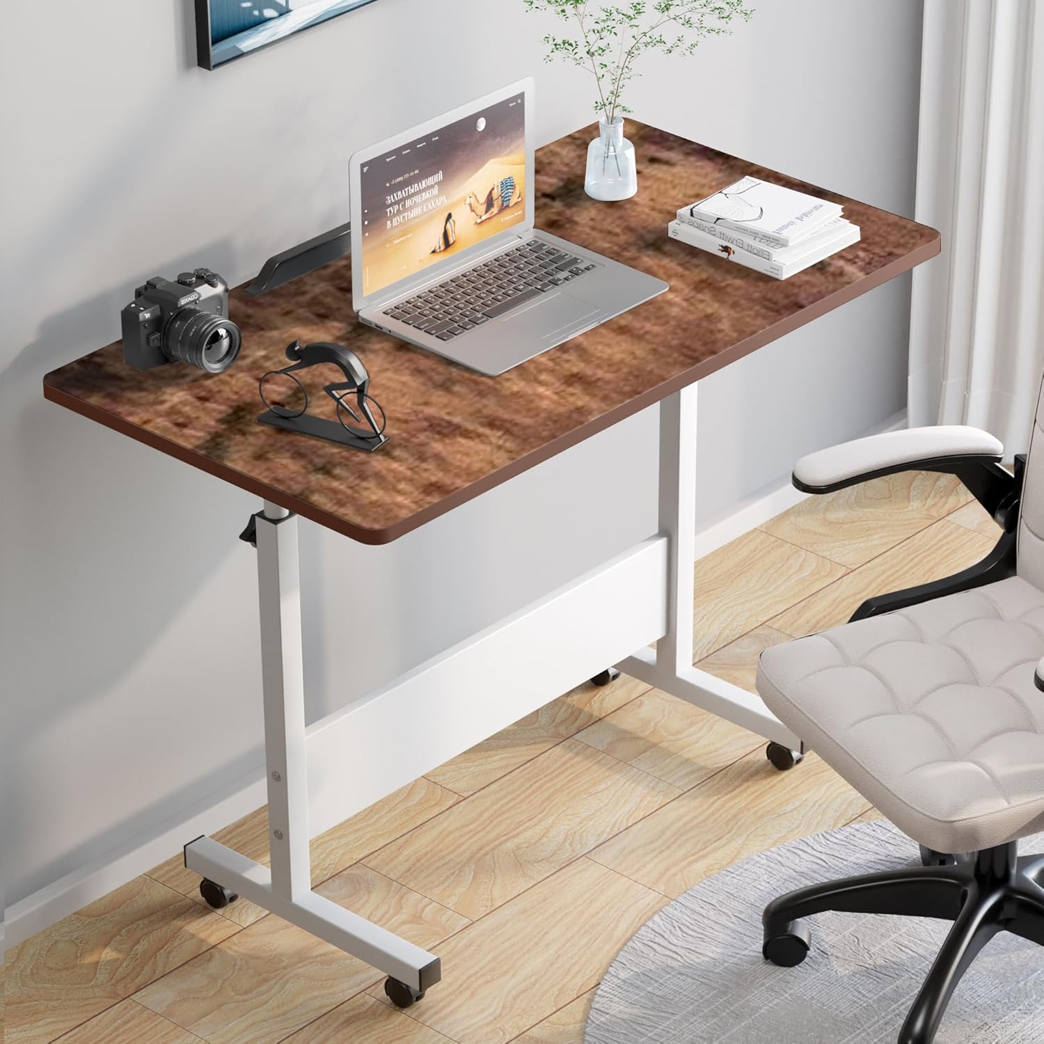 Amazon.com: HDHNBA Rolling Desk Adjustable Height,Rolling Computer Cart ...
