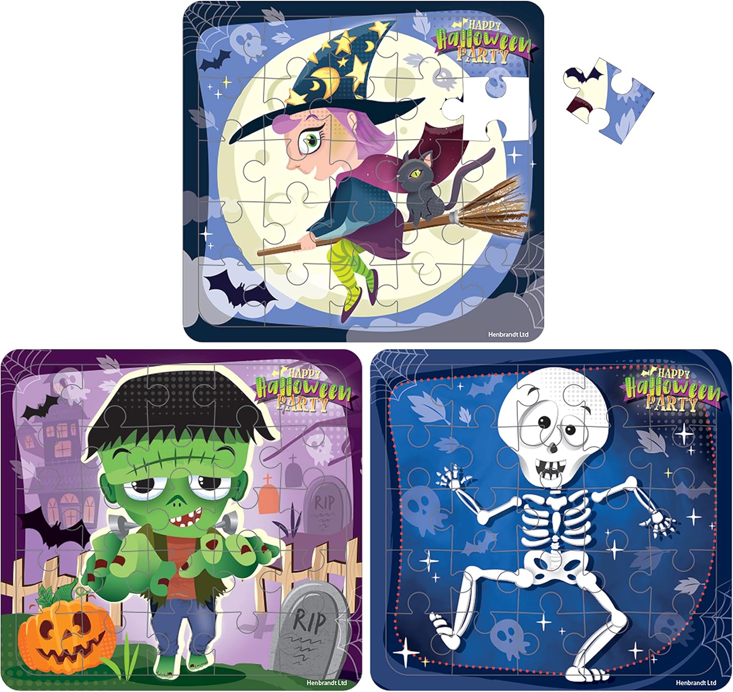 12 Kids Halloween Jigsaw Puzzles Fun Game Toy Play Activity Puzzle 25 ...