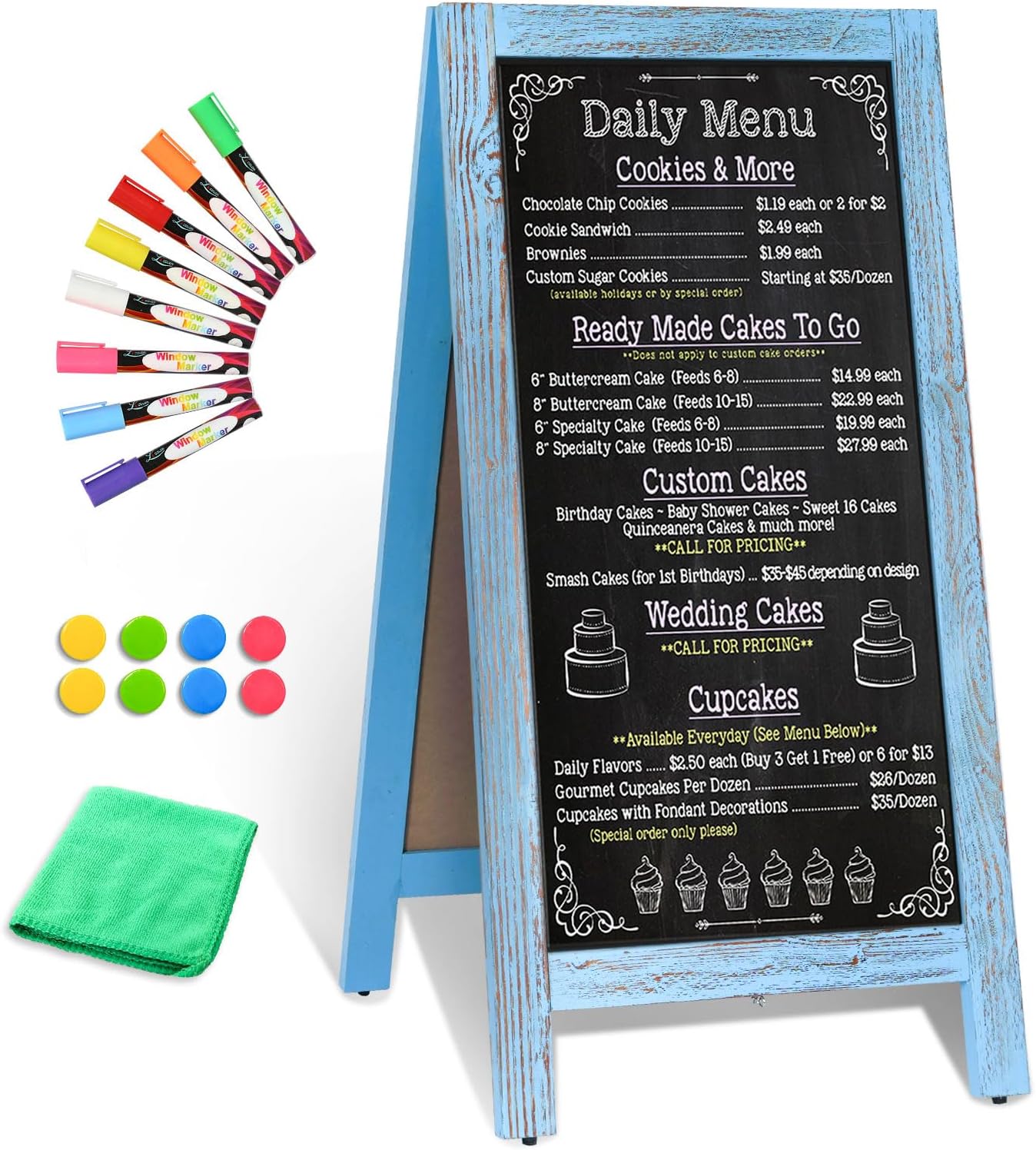 Amazon.com : AMUSIGHT Wooden A-Frame Sign, Magnetic 40" x 20" Blue ...