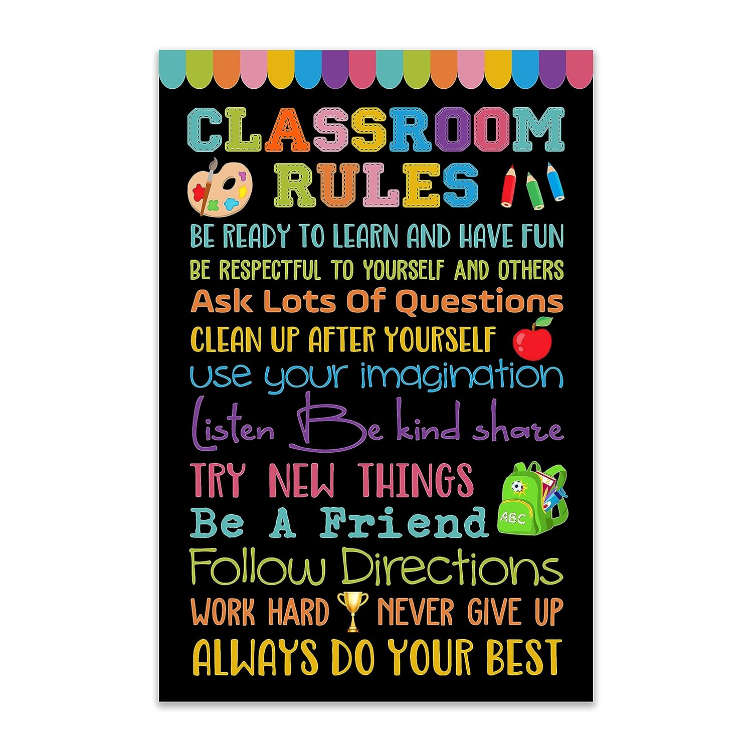 Amazon.com: Classroom Rules Poster Be Ready To Learn Classroom Decor ...