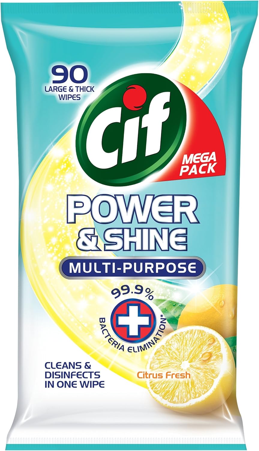 Cif Power & Shine Antibacterial Wipes Citrus Fresh 90s : Amazon.co.uk ...