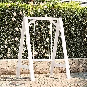Amazon.com: Wooden Swings Set with Frame,169 * 125 * 120cm Garden ...