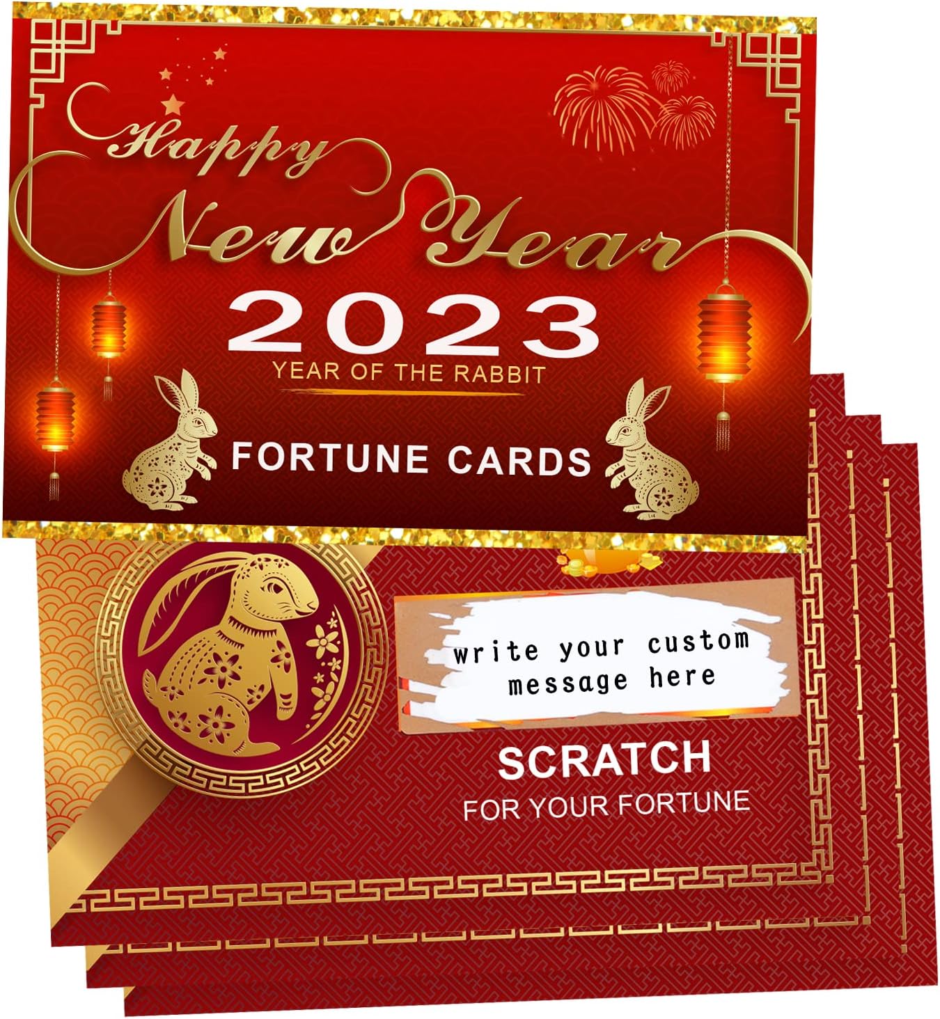 Amazon.com: Vaszu 54 PCS DIY Chinese New Year Scratch Off Fortune Cards ...