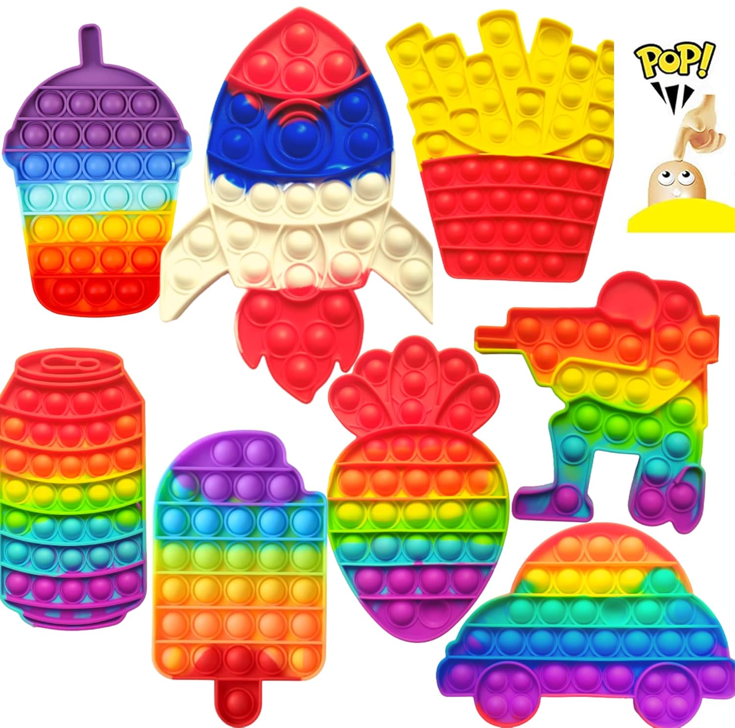 Mallexo Creative Design Poppet Fidget Toys for Children, Push Pop ...
